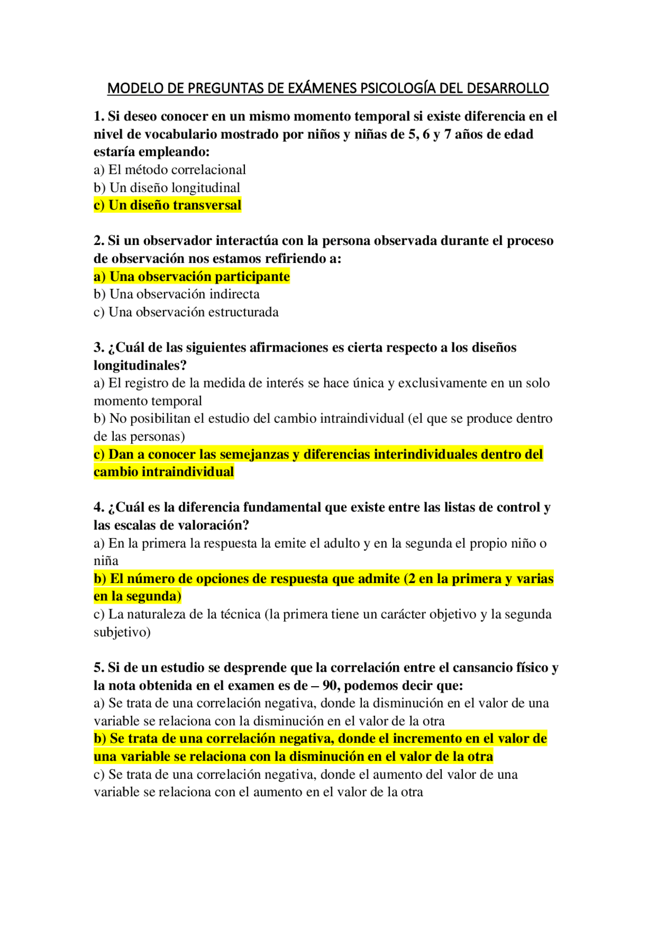 Examen Psicología Del Desarrollo Docsity