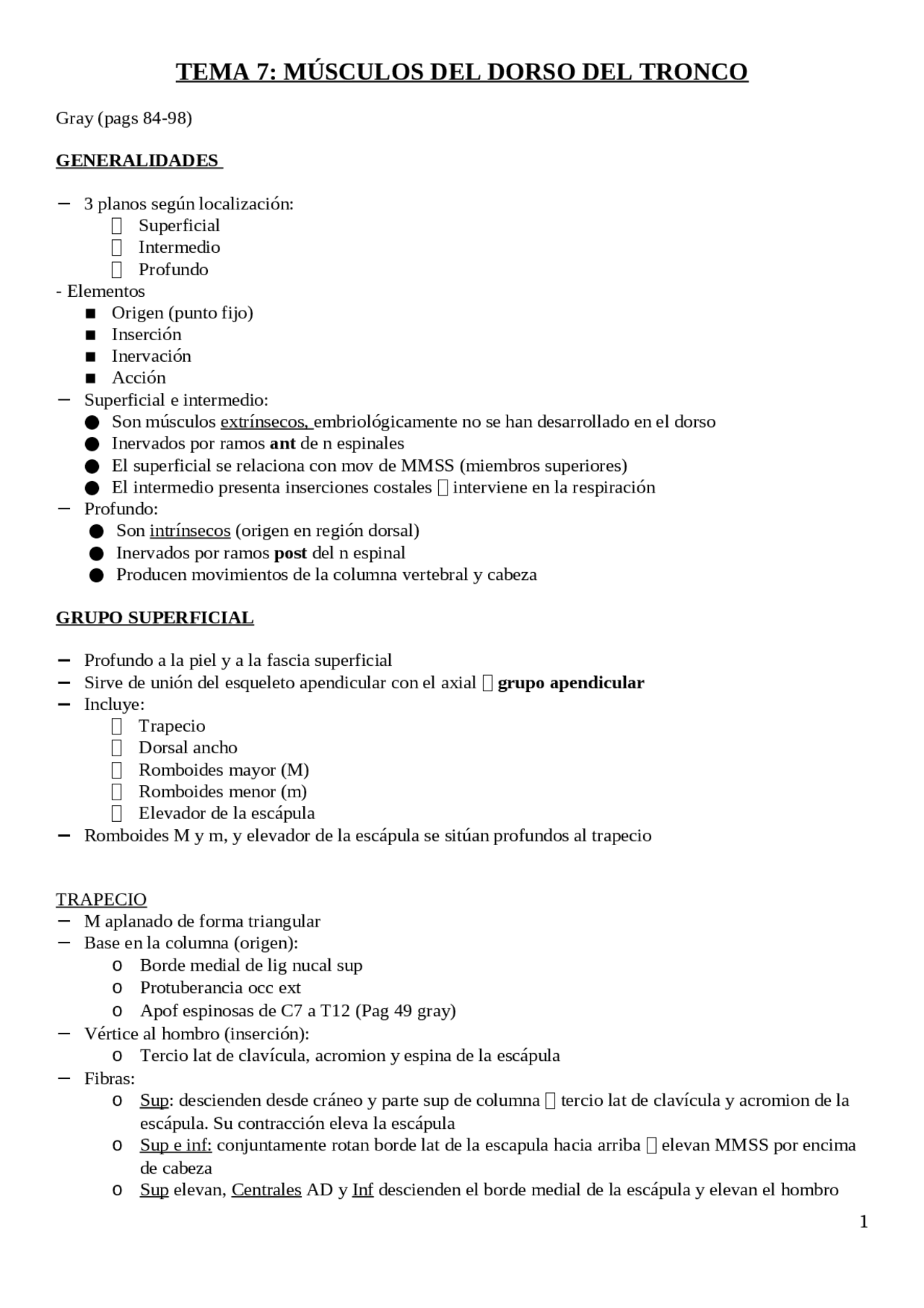 Tema 7 Músculos Del Dorso Docsity
