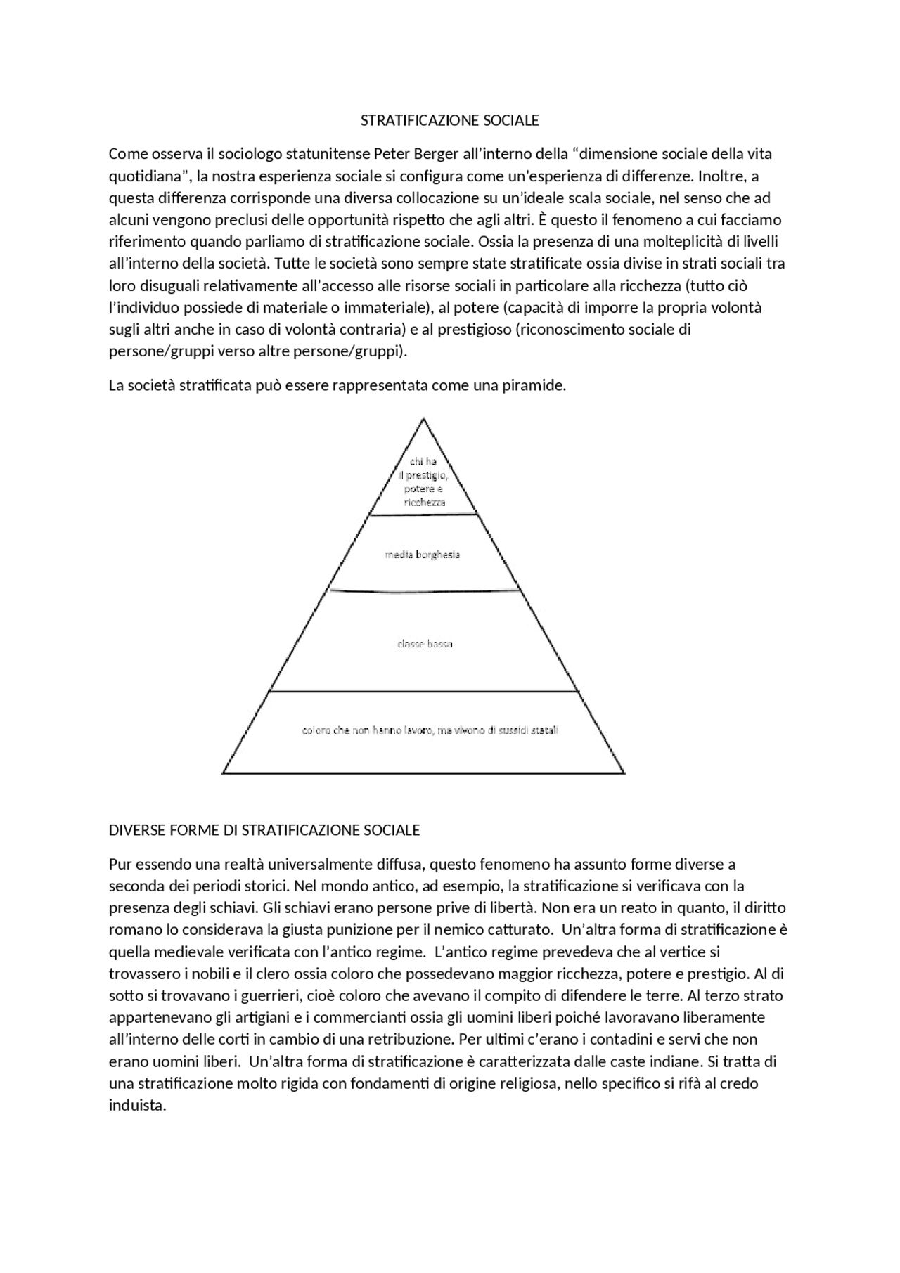 Stratificazione Sociale Docsity