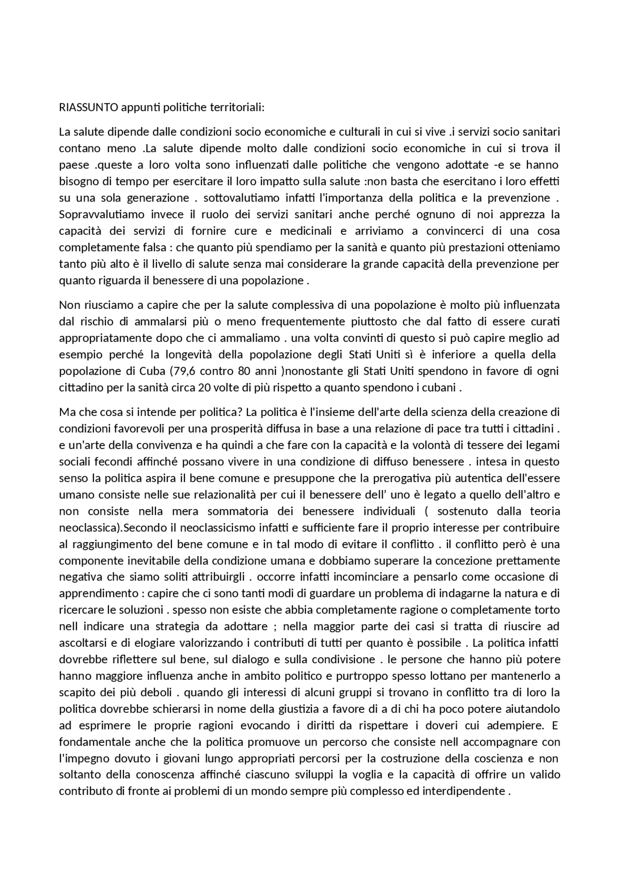 Riassunto Appunti Politiche Territoriali Docsity