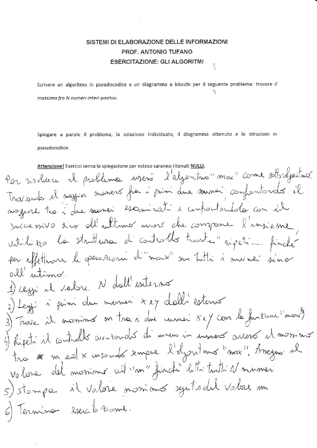 Esercitazione Algoritmi 1 Docsity