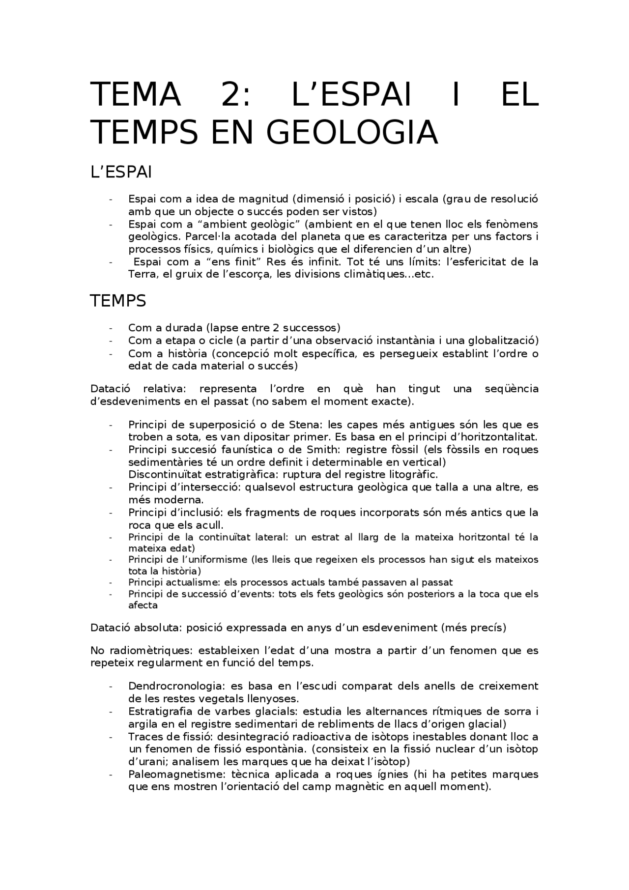 Tema 2 Lespai I El Temps En Geologia Resúmenes De Geología Docsity