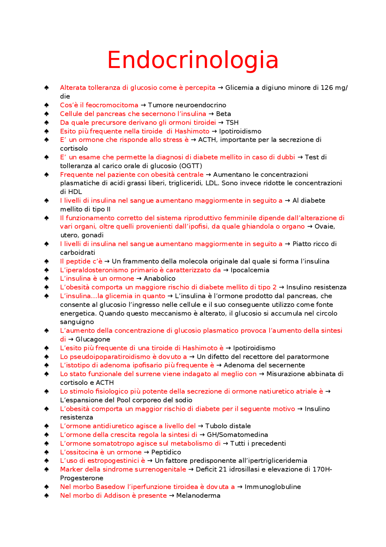 Endocrinologia Riassunti Per Esame Docsity