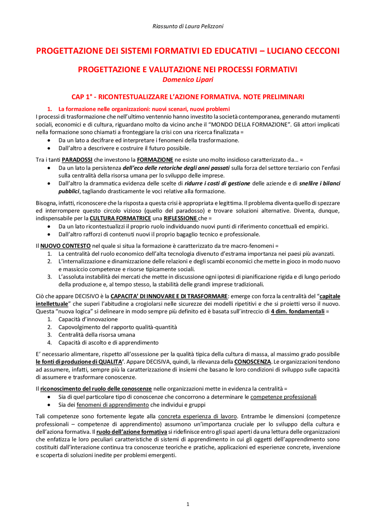 Progettazione E Valutazione Nei Processi Formativi Docsity