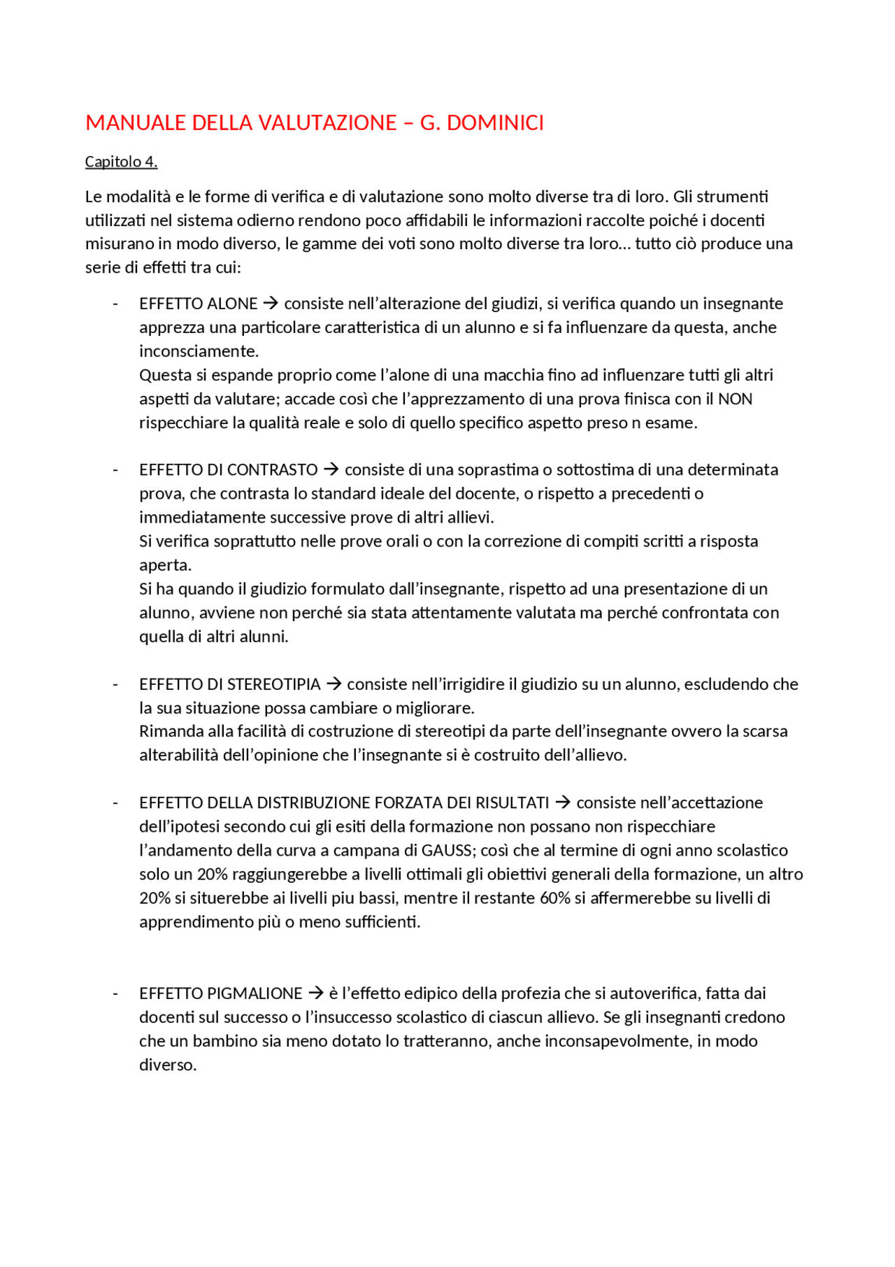 Manuale Della Valutazione Docsity