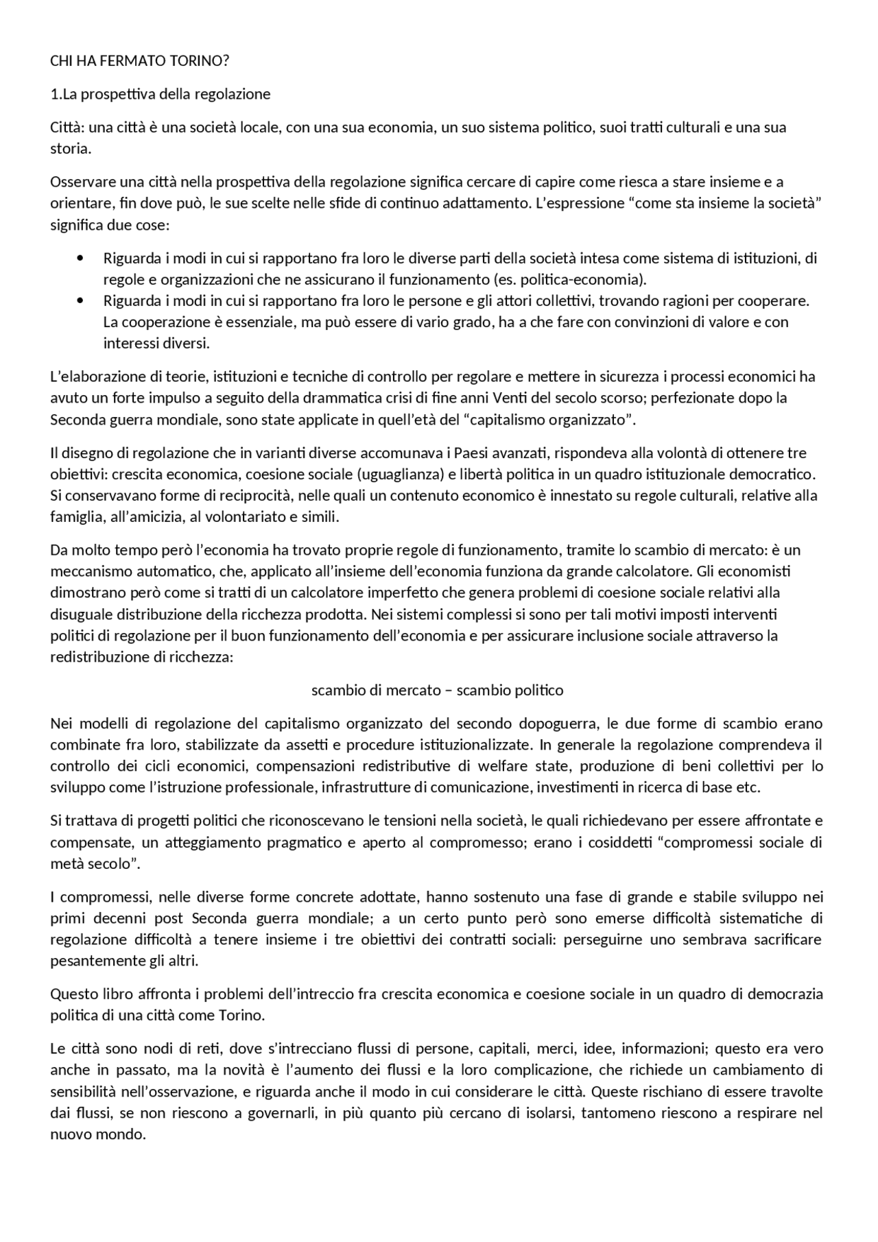 CHI HA FERMATO TORINO - Docsity