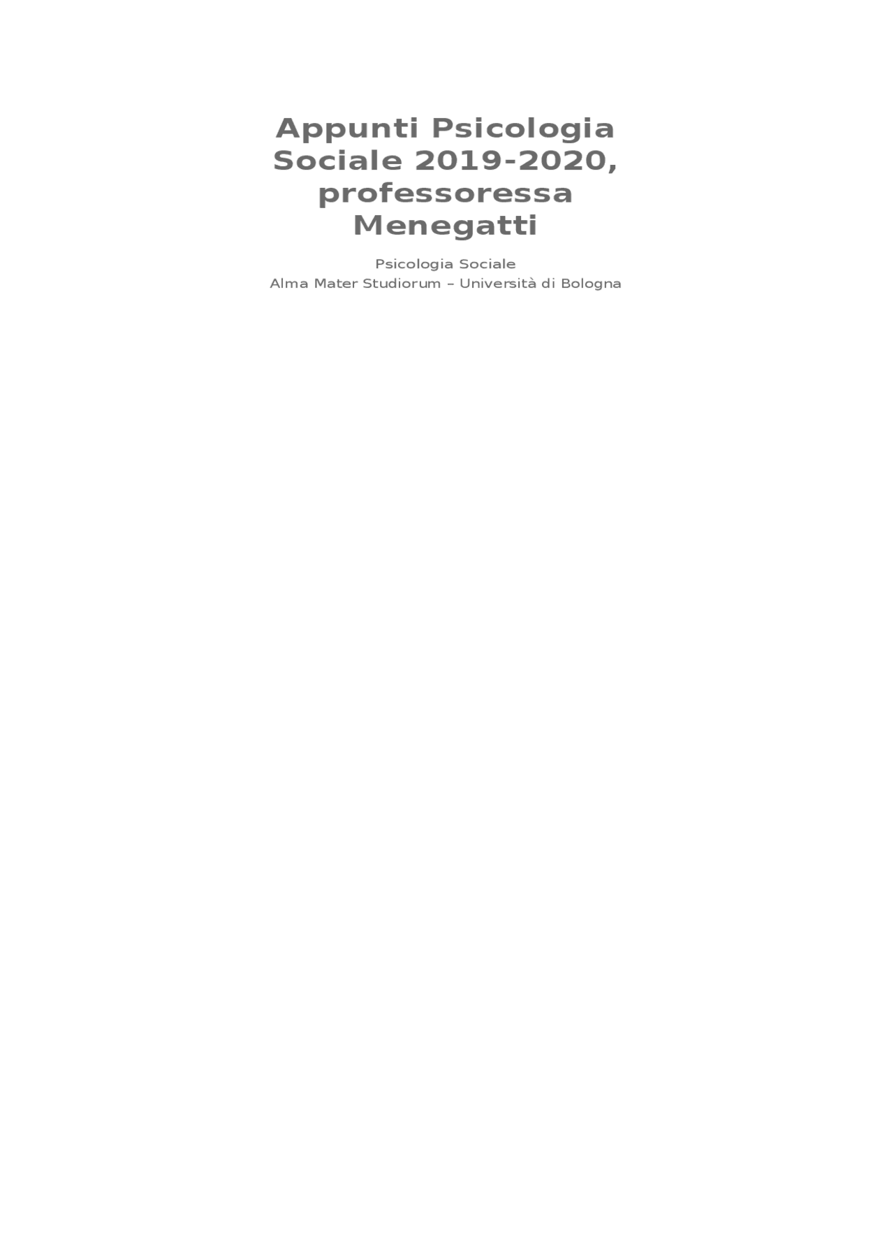Psicologia Sociale 2019 2020 Professoressa Rubini E Menegatti Docsity
