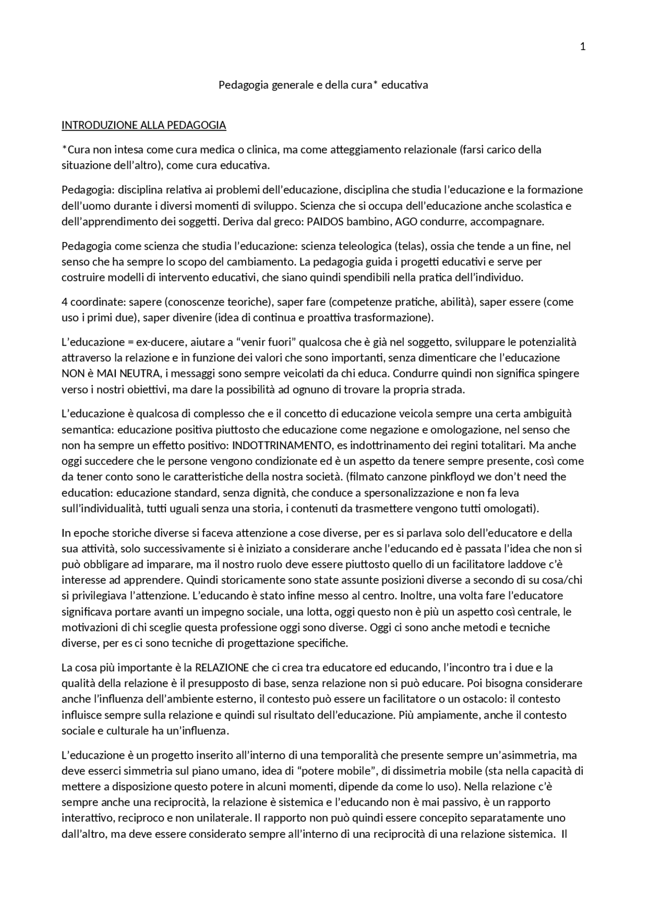 Appunti Pedagogia Generale Docsity