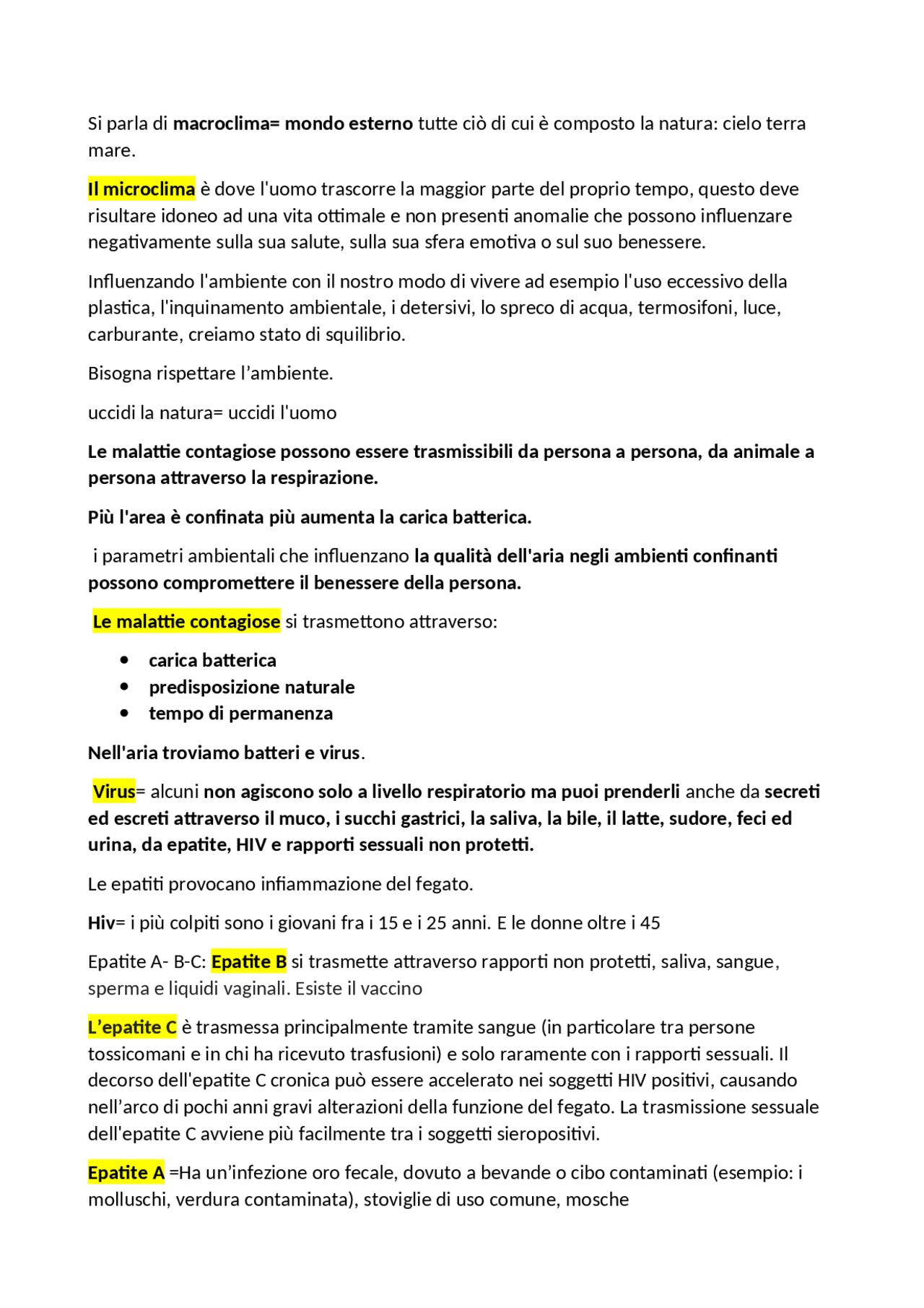 Igiene Ambientale Malattie Infettive E Microclima Docsity