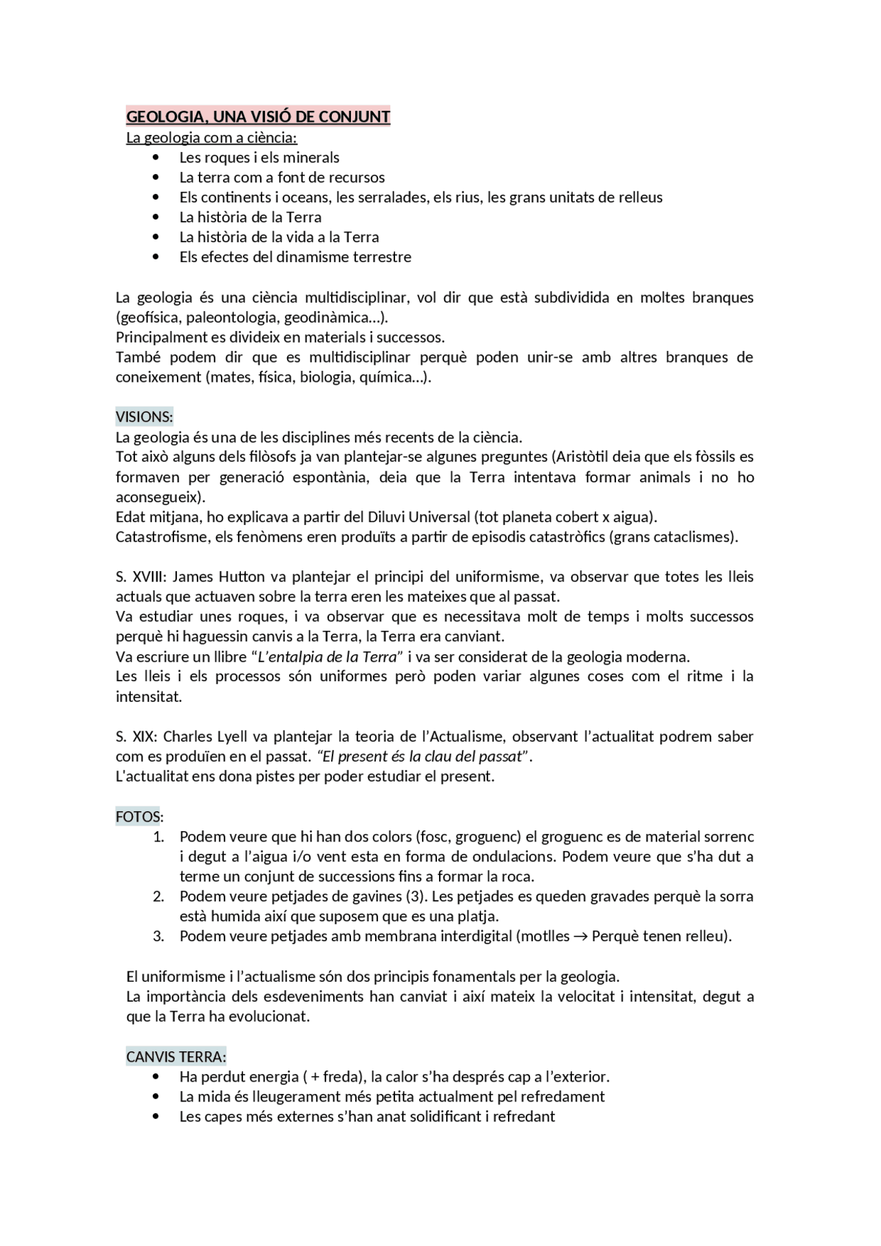 Geologia Bloc 1primer De Bio Docsity