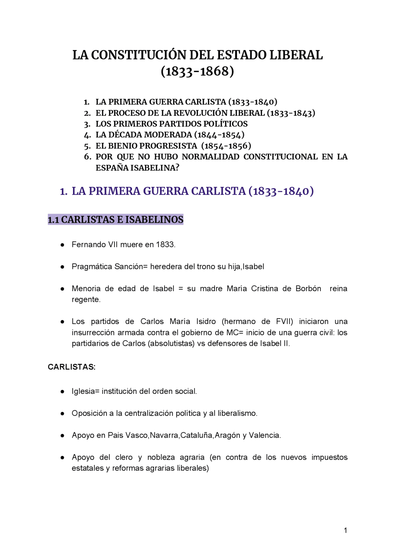 Resumen historia de España, LA CONSTITUCIÓN DEL ESTADO LIBERAL (1833 ...
