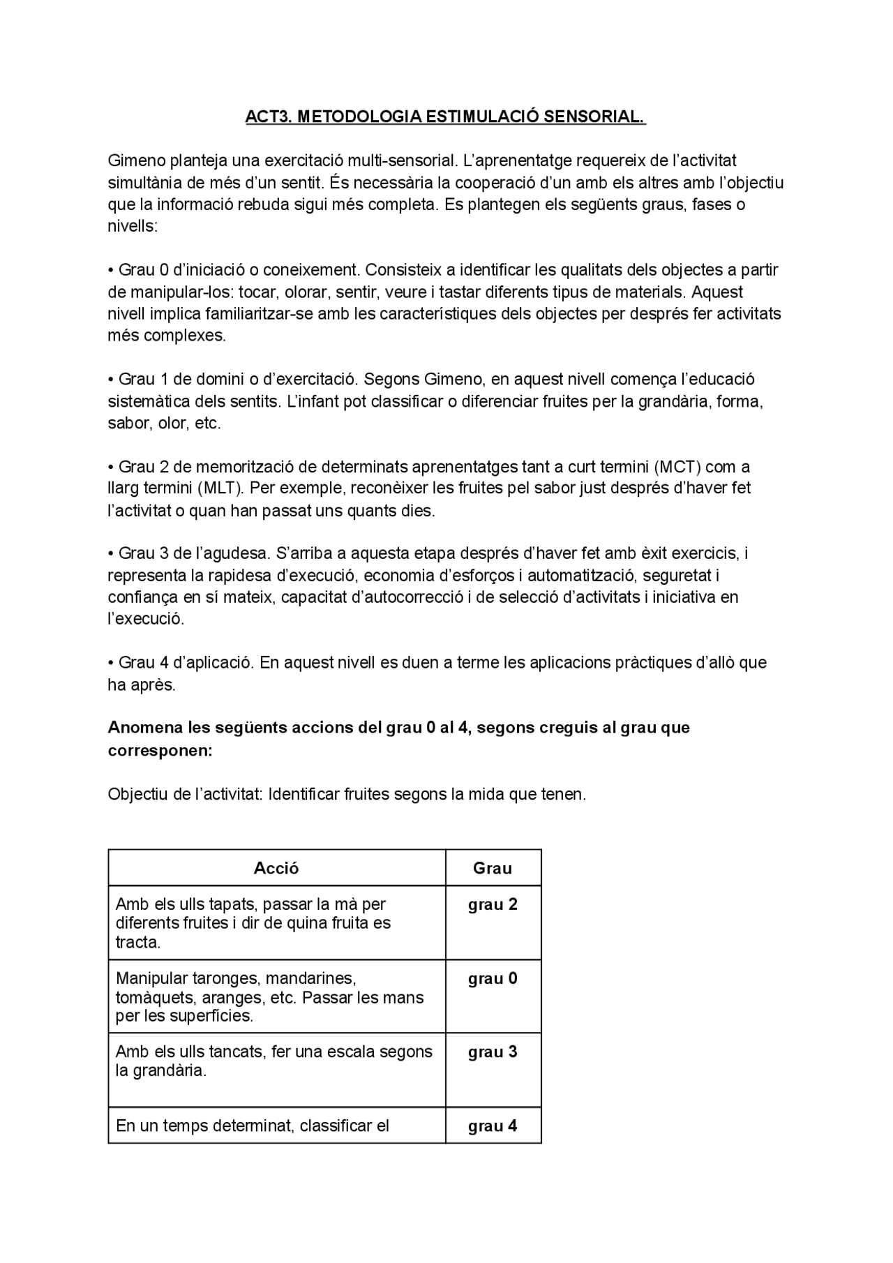Desenvolupament Cognitiu I Motriu Activivitat 3 Docsity