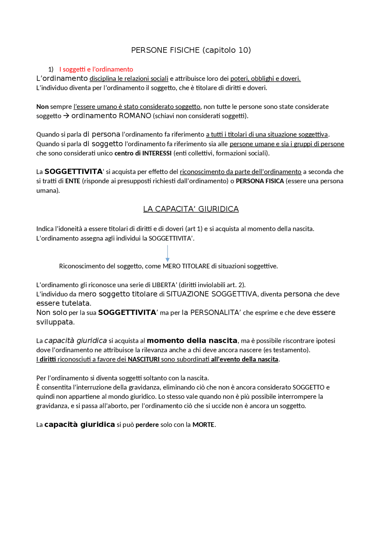 Le Persone Fisiche Diritto Privato Docsity