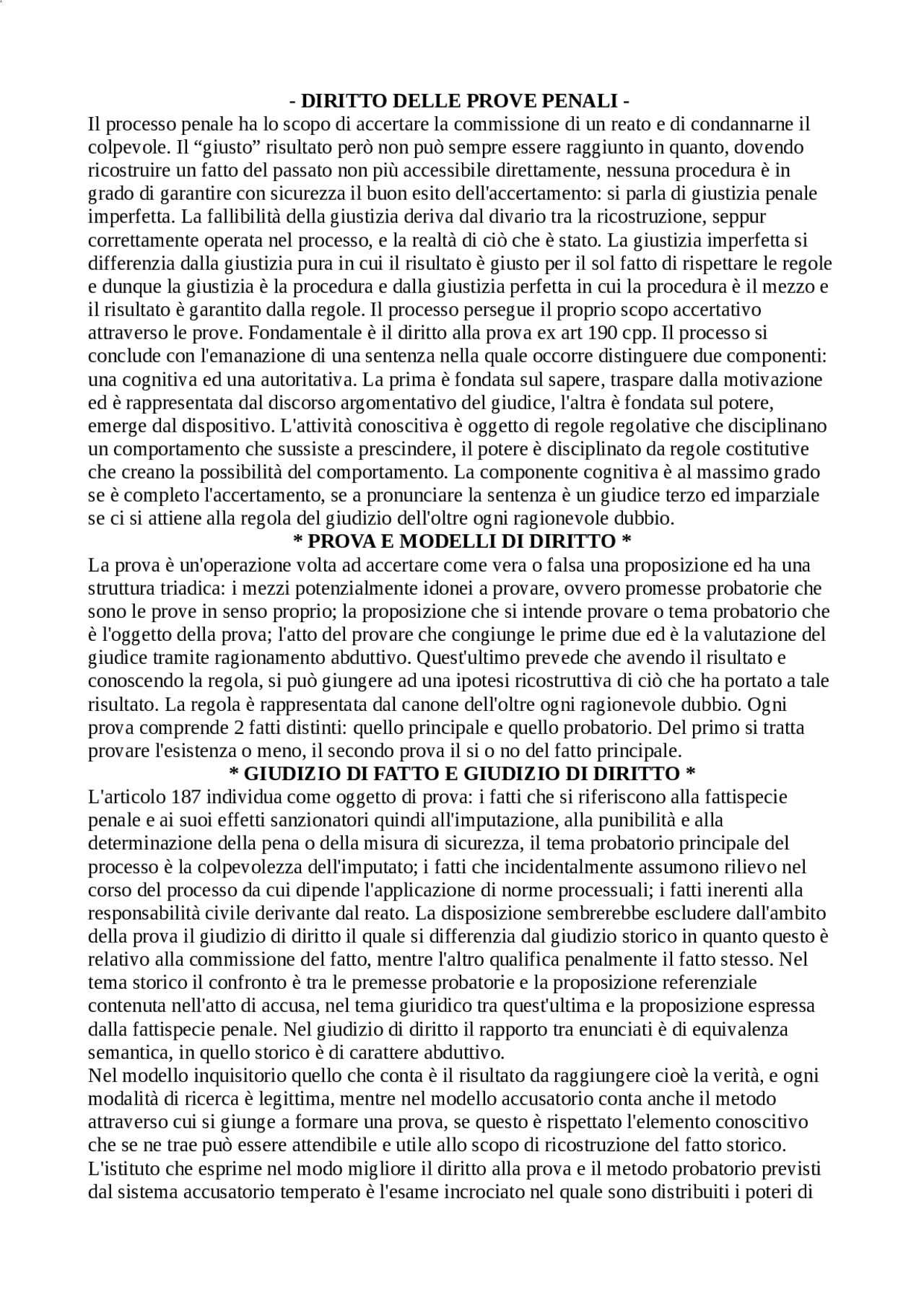 Diritto Delle Prove Penali Docsity