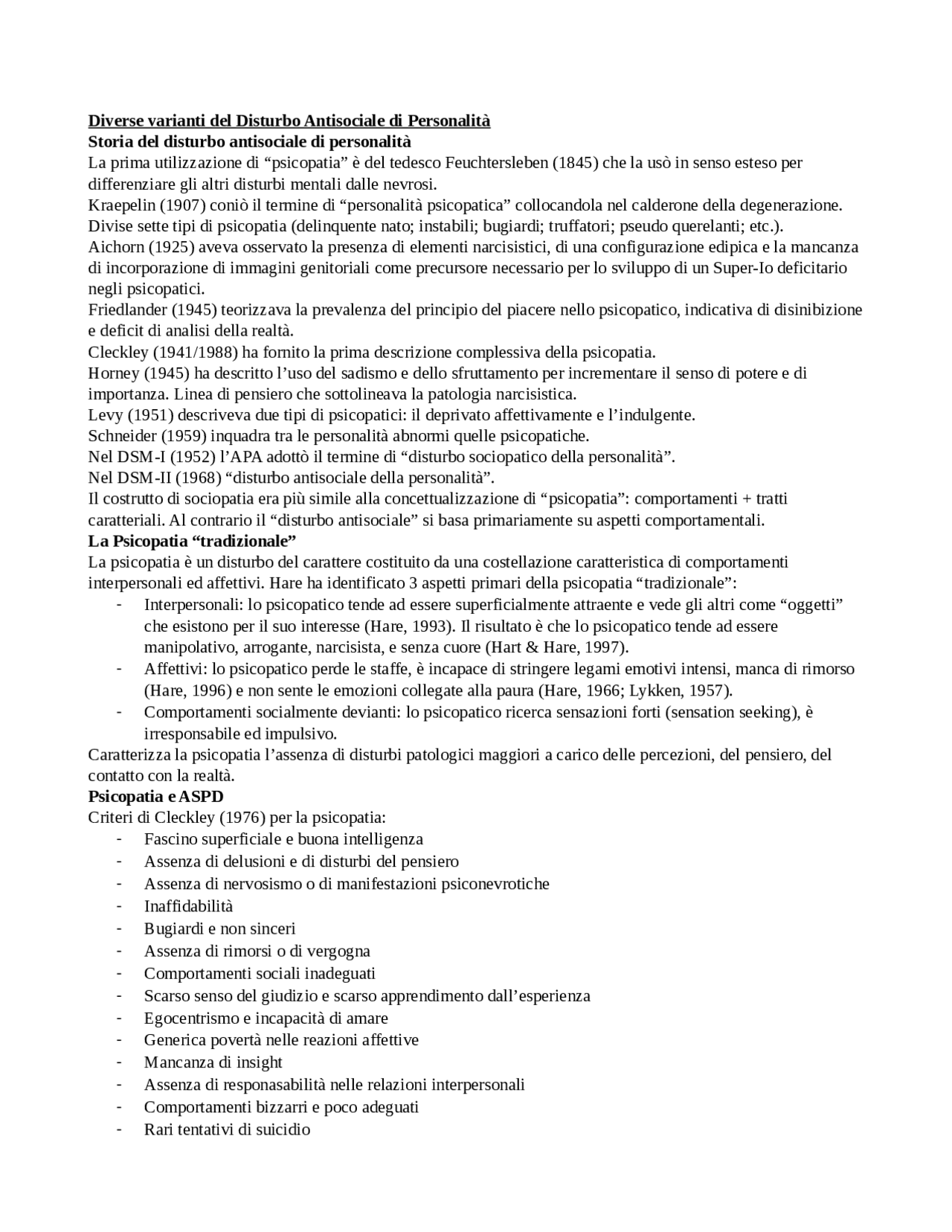 Disturbo Antisociale Di Personalità Docsity