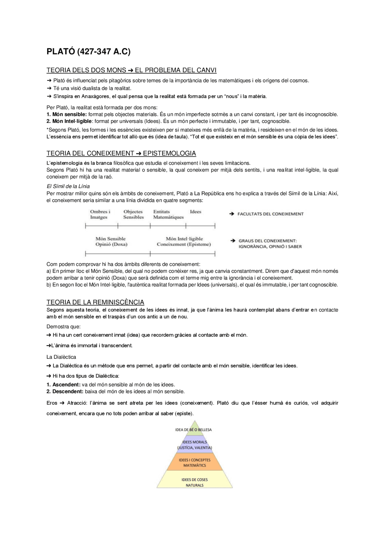Apunts De La Filosofia De Plató Docsity