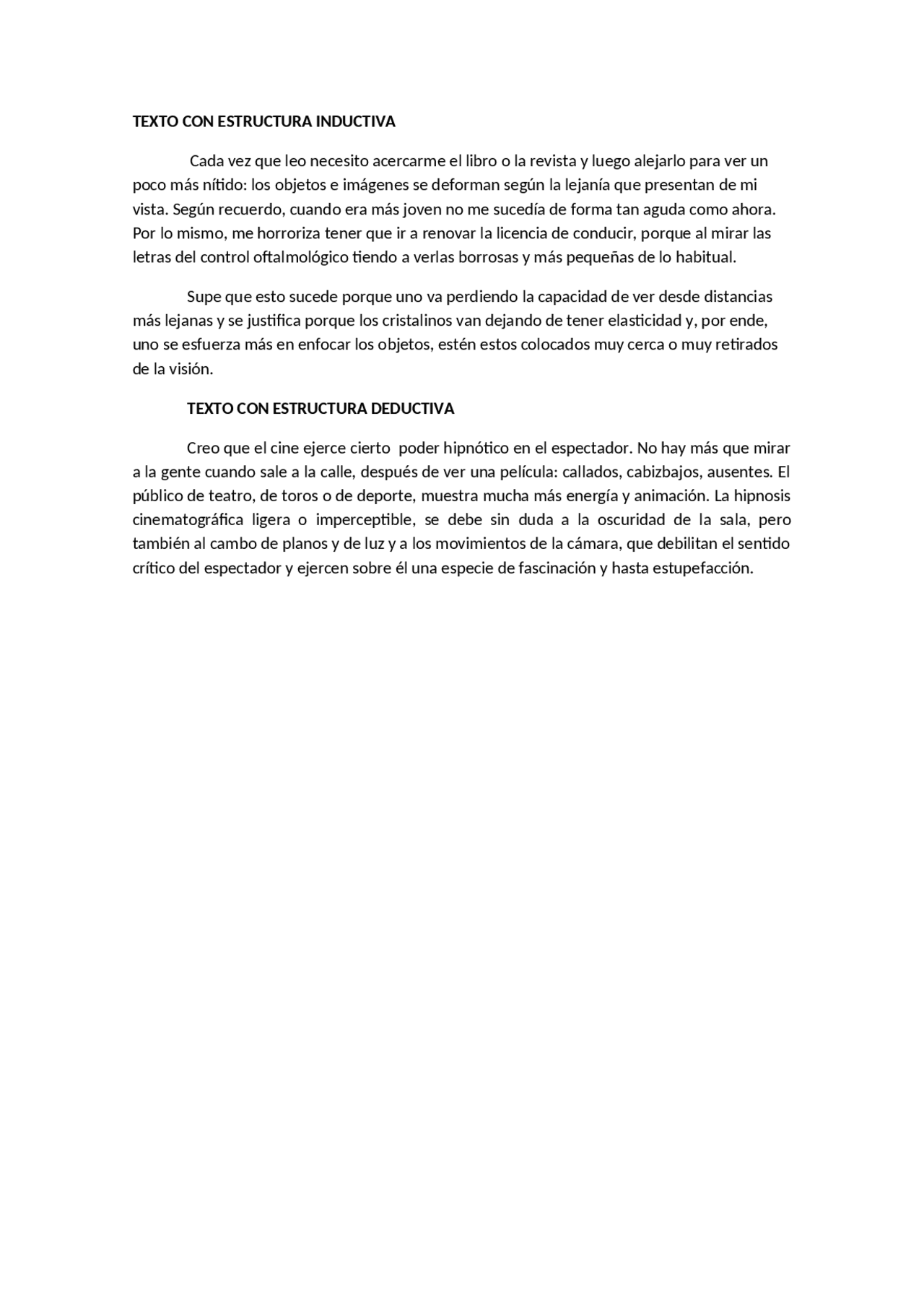 Textos con estructura inductiva y deductiva | Ejercicios de Lengua y ...