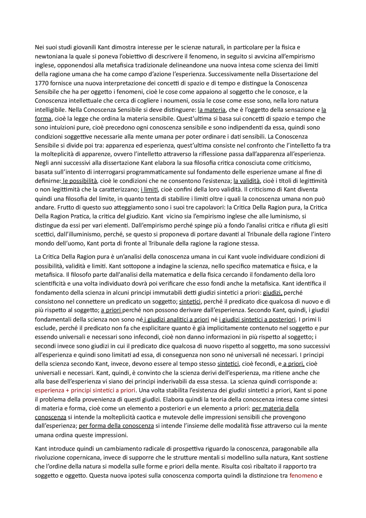 Kant Criticismo E Critica Alla Ragion Pura Docsity