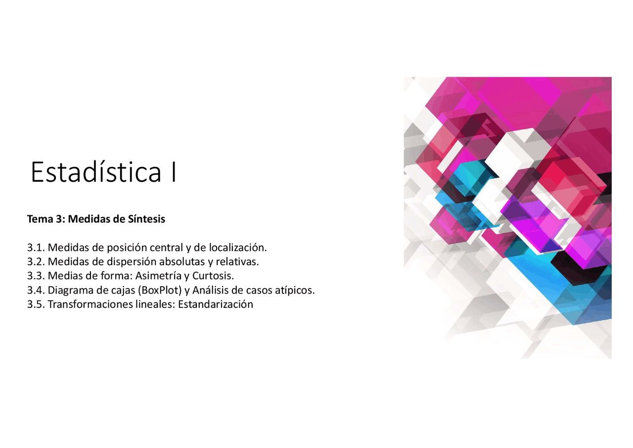 Diapositivas de estadística tema 3 - Docsity