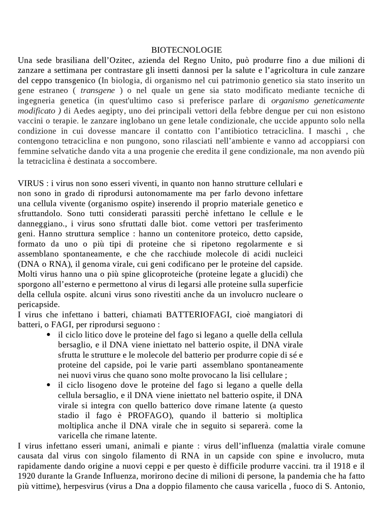 Biotecnologie Virus E Terapie Docsity