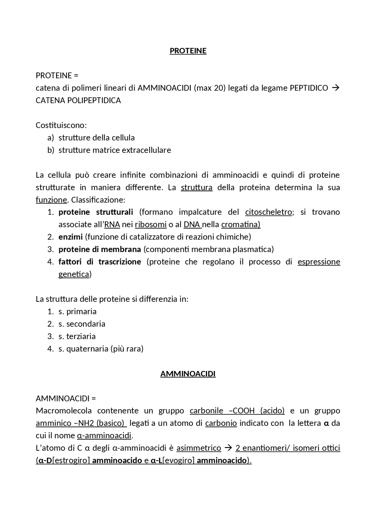 Biologia Proteine Abevilacqua Docsity