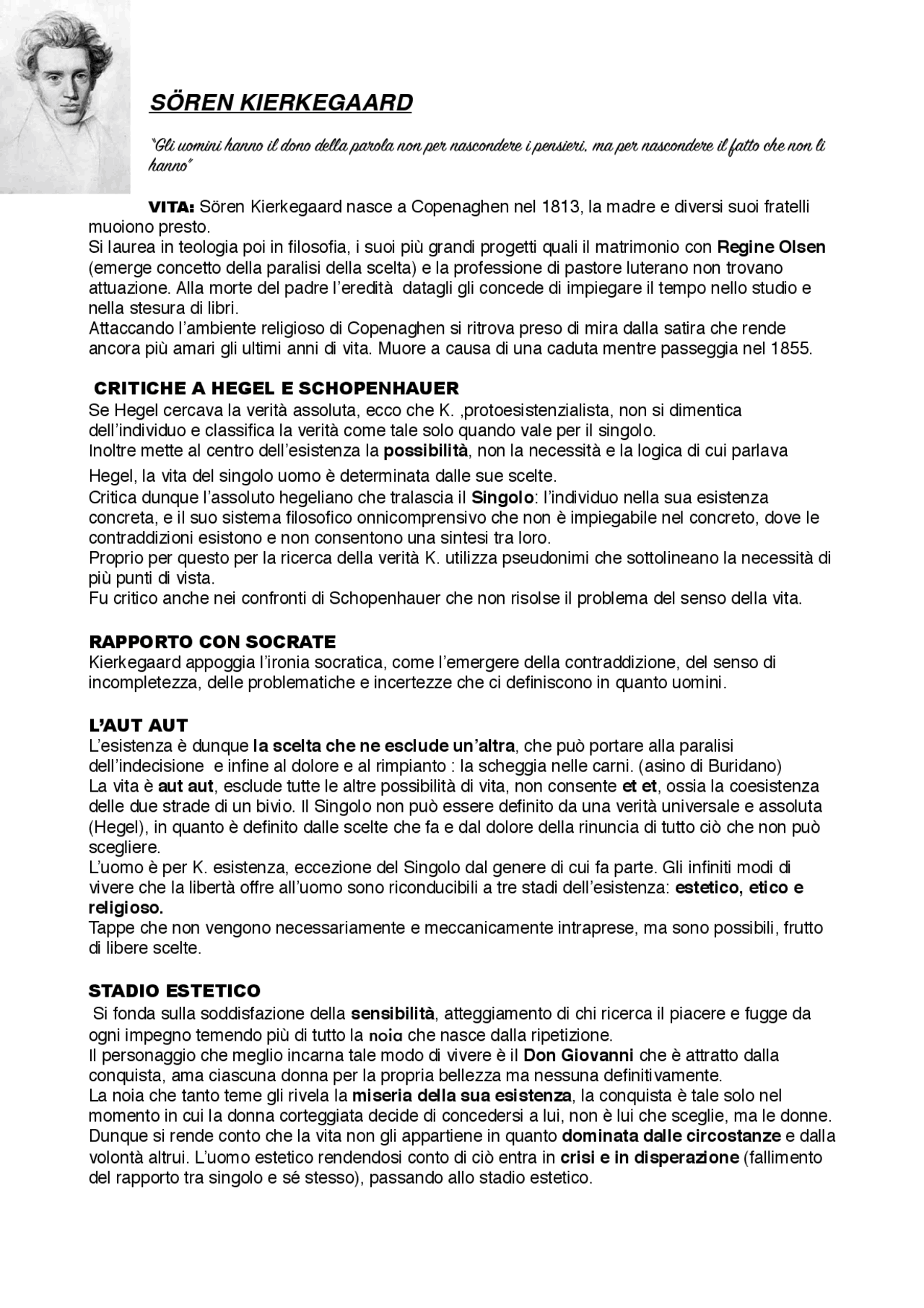 Riassunto Su Kierkegaard Docsity