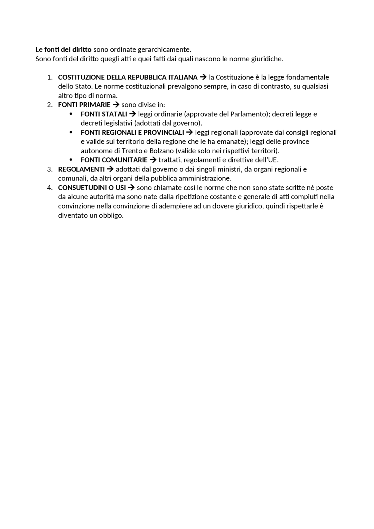 Fonti Del Diritto Schema Docsity