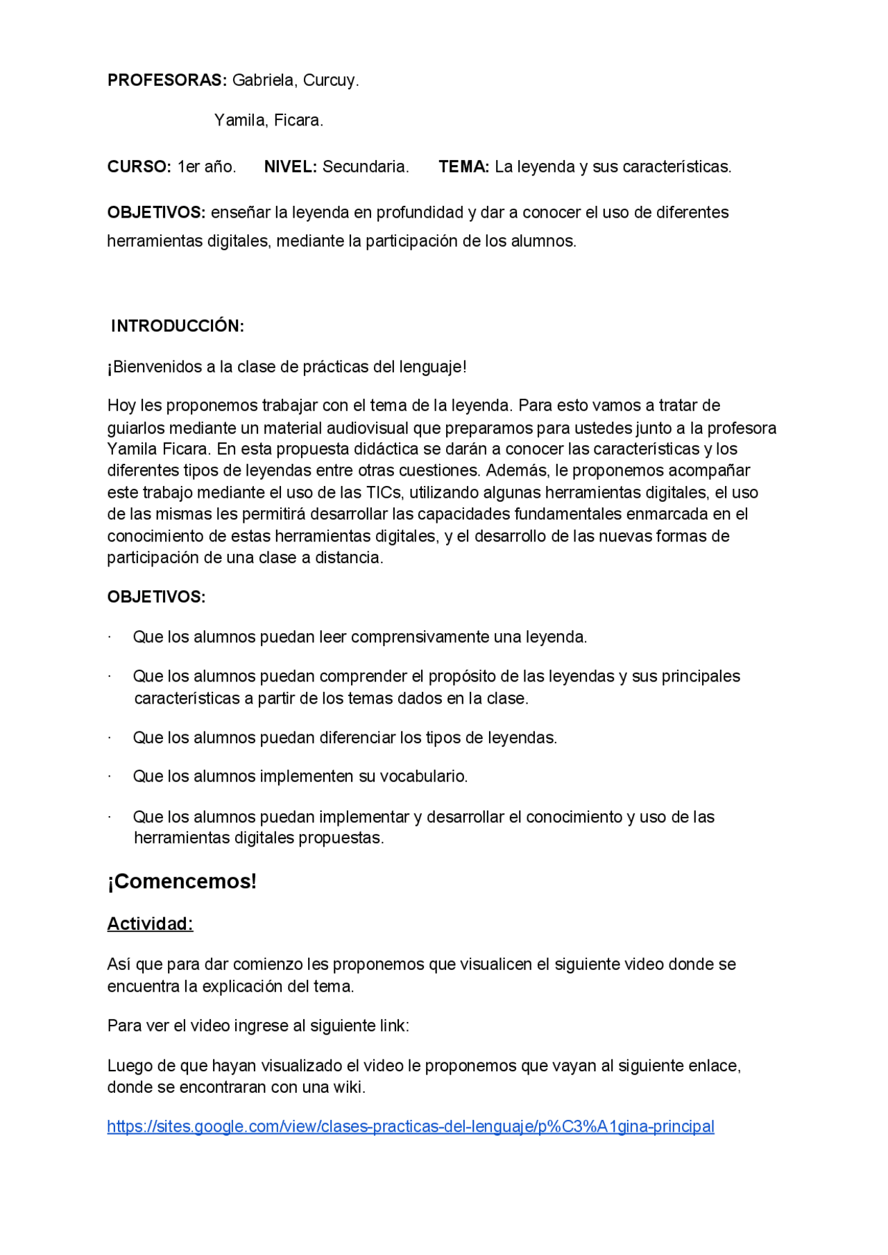 Planificación De Una Clase Docsity