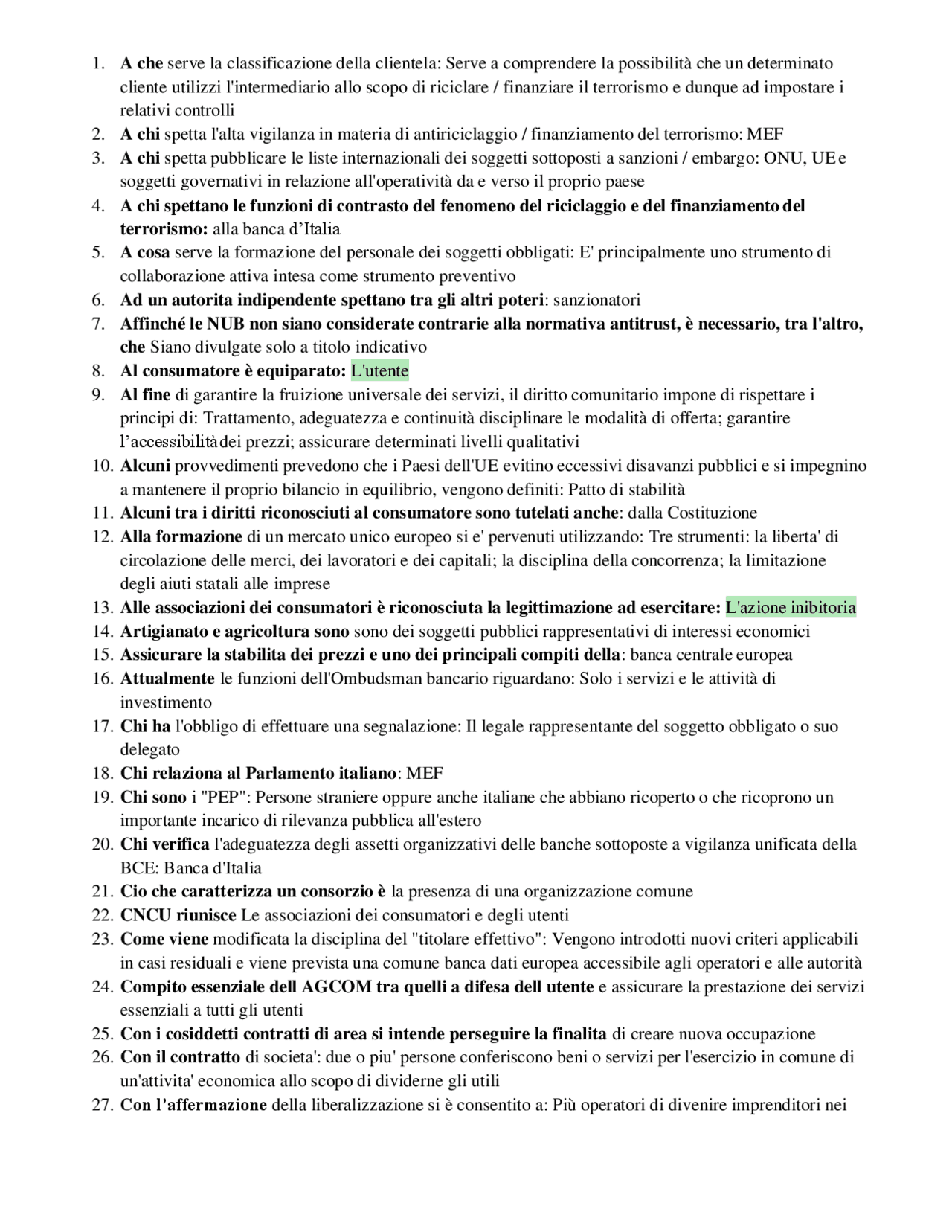 Test Di Diritto Delleconomia 700 Domande Chiuse Con Risposte