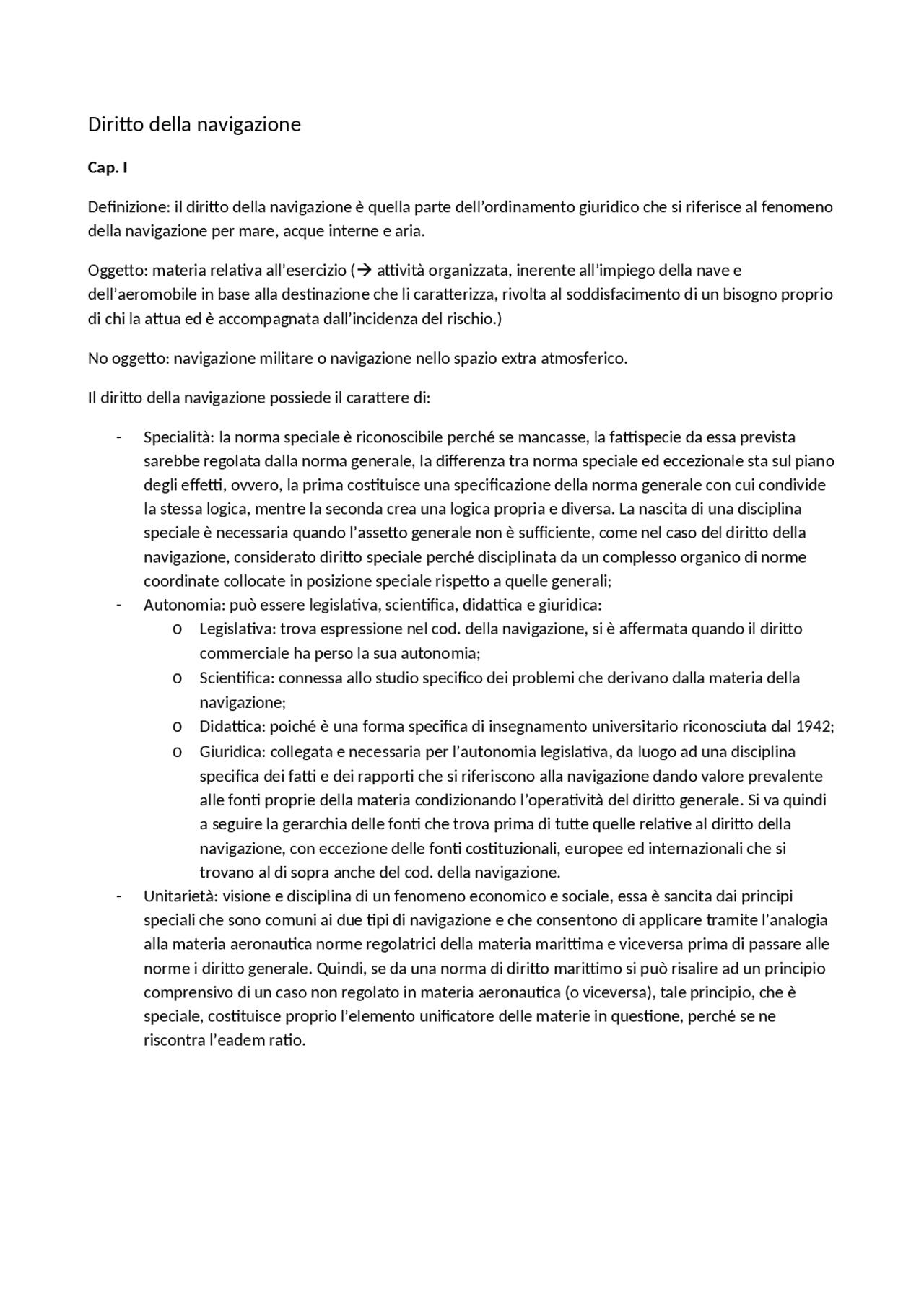 Riassunto Brevario Di Diritto Della Navigazione Docsity