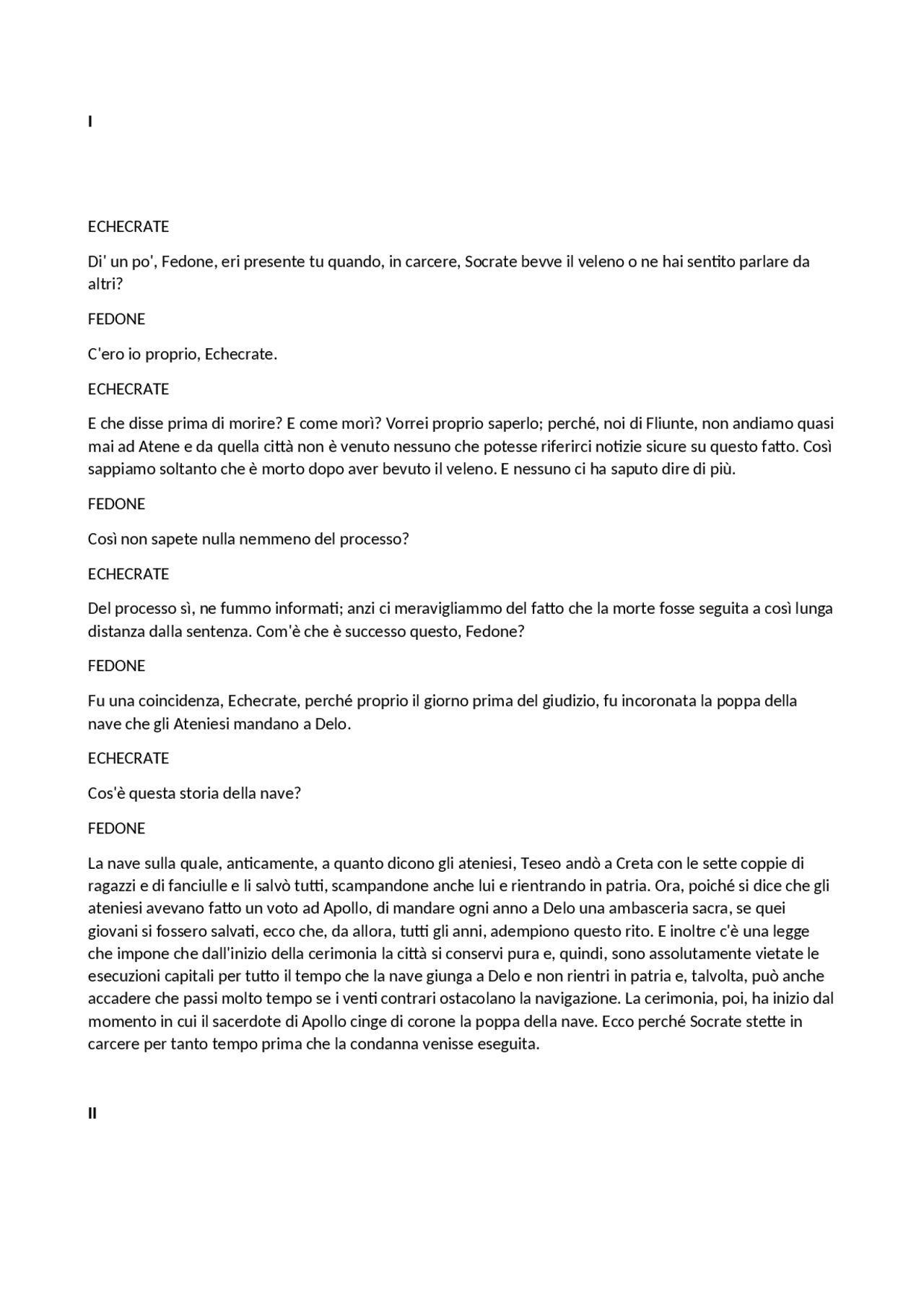 Traduzione integrale del Fedone di Platone - Docsity