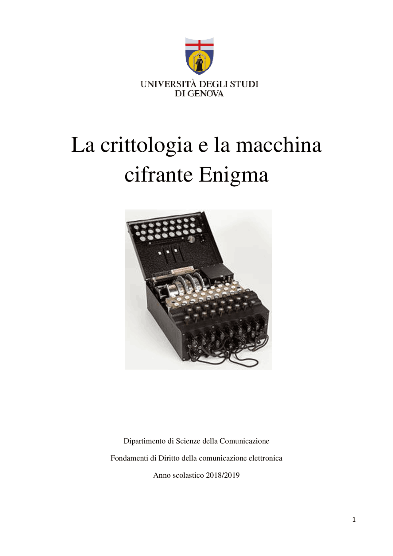Tesina di Diritto informatico - crittografia - macchina cifrante Enigma ...