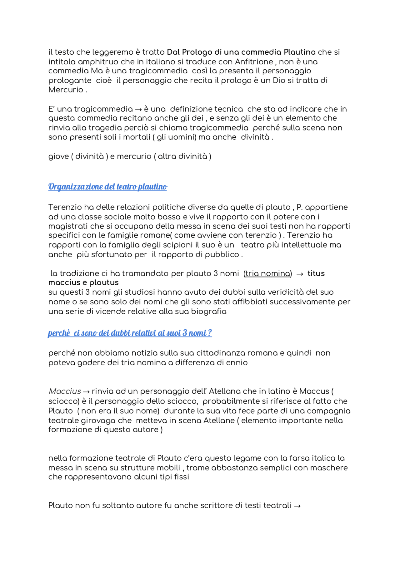 Plauto Descrizione Teatro Docsity
