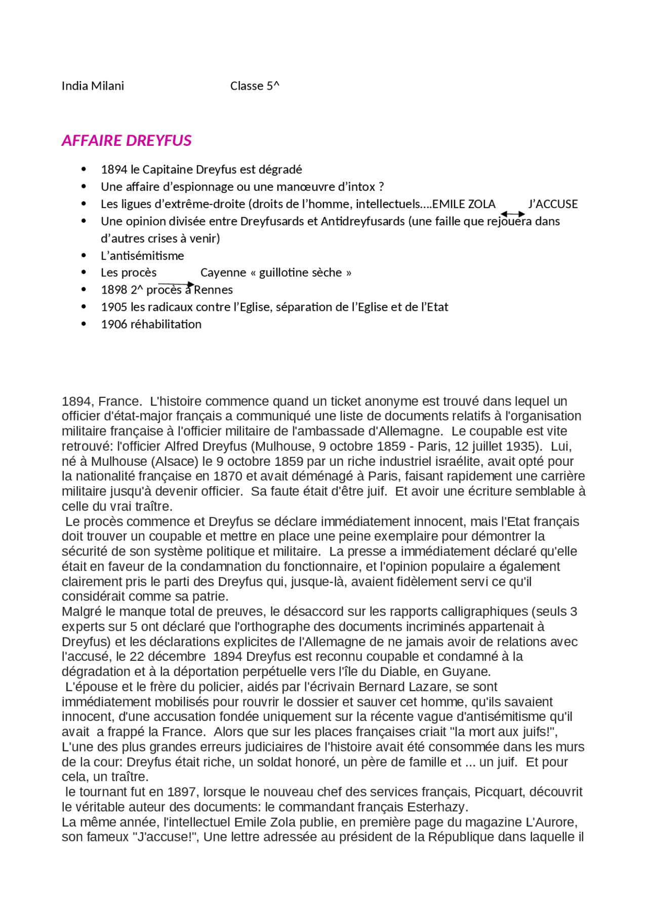 Riassunto Affaire Dreyfus Docsity