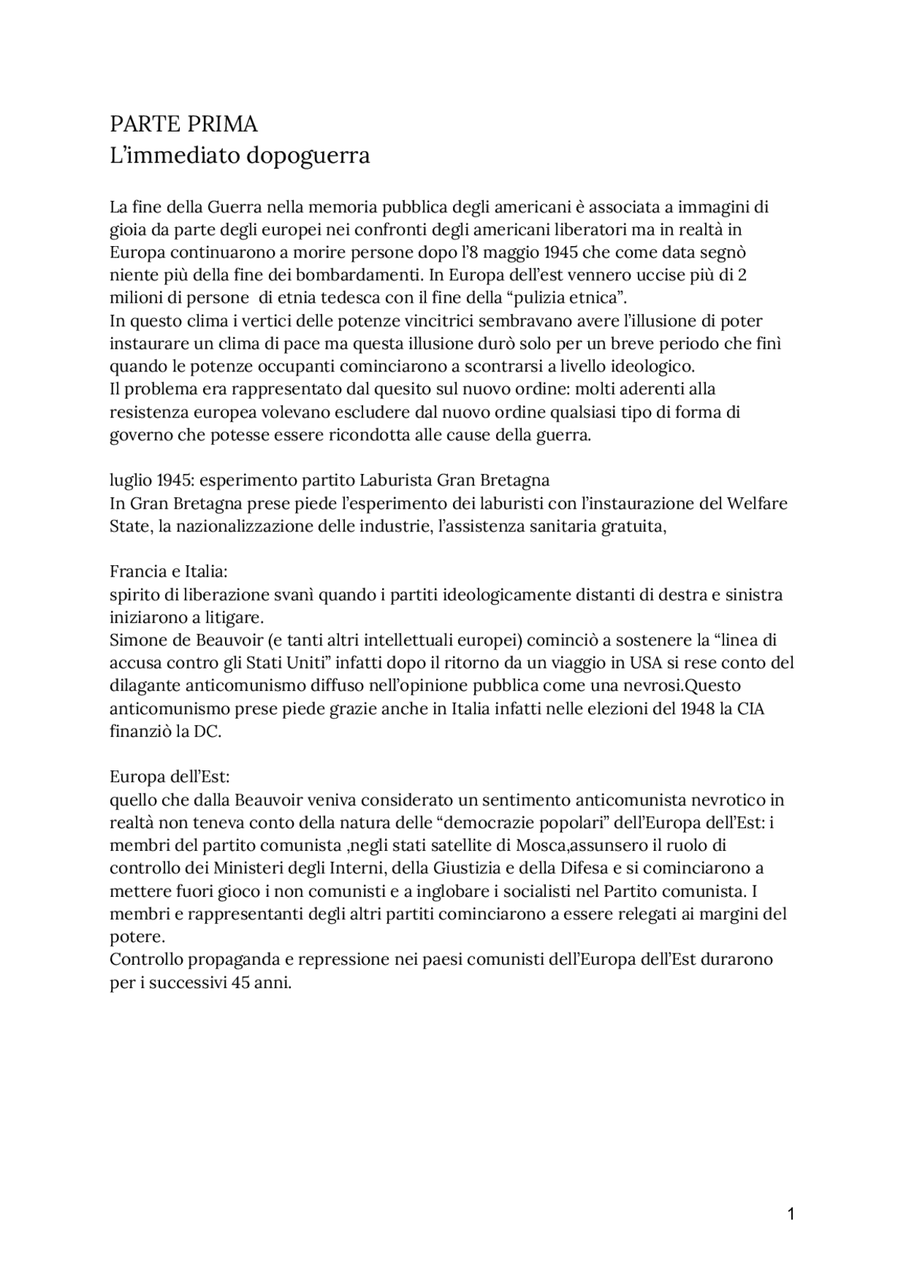 Riassunto Il Continente Diviso Parte Prima Docsity