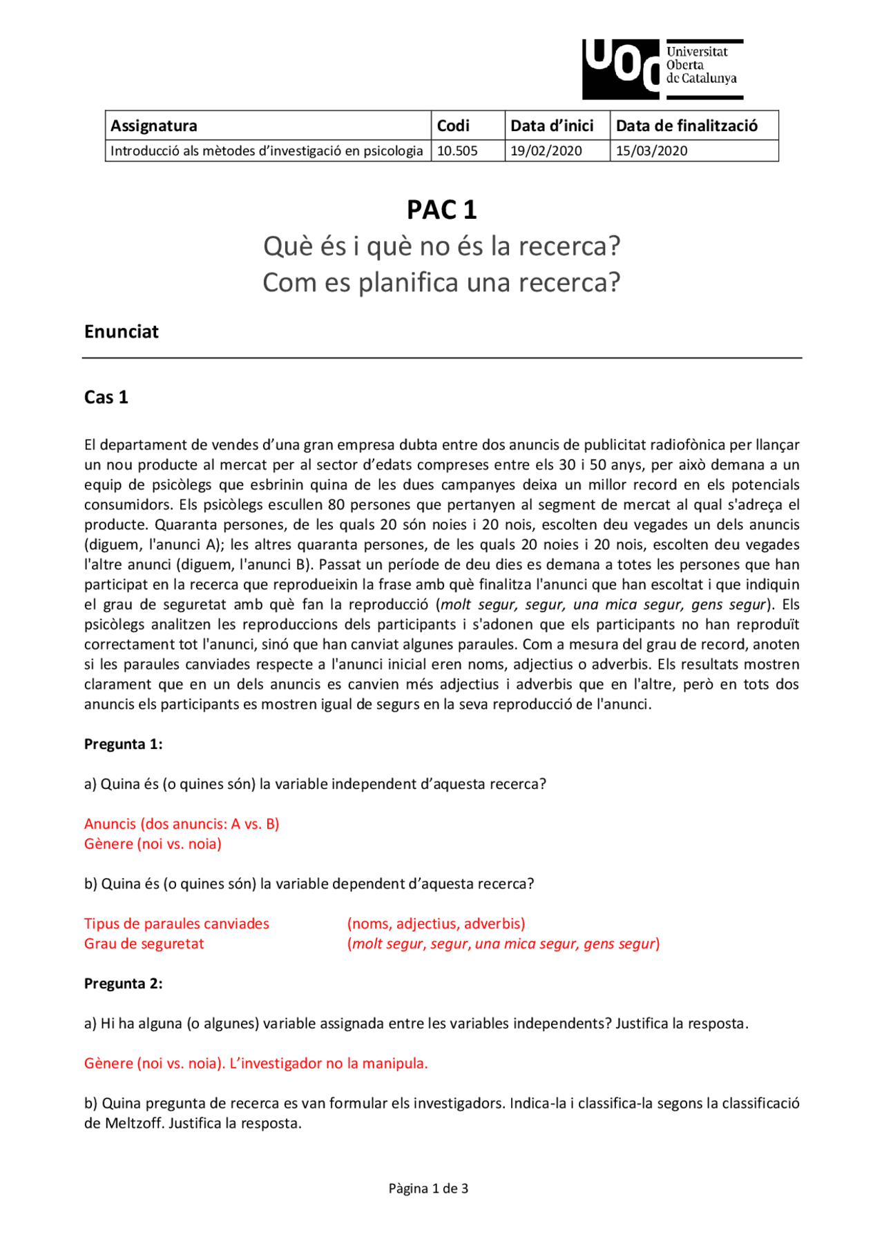 Introducció Als Mètodes Dinvestigació En Psicologia Docsity