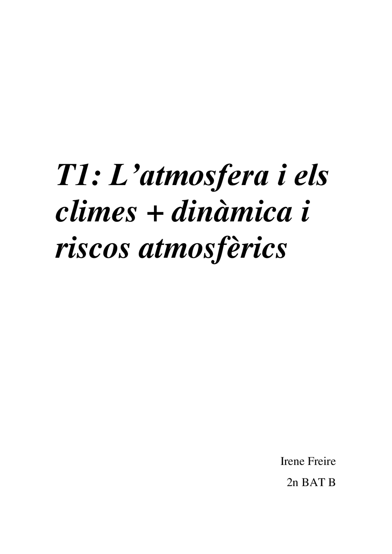 Latmosfera Dinàmiques I Riscos Atmosfèrics Docsity