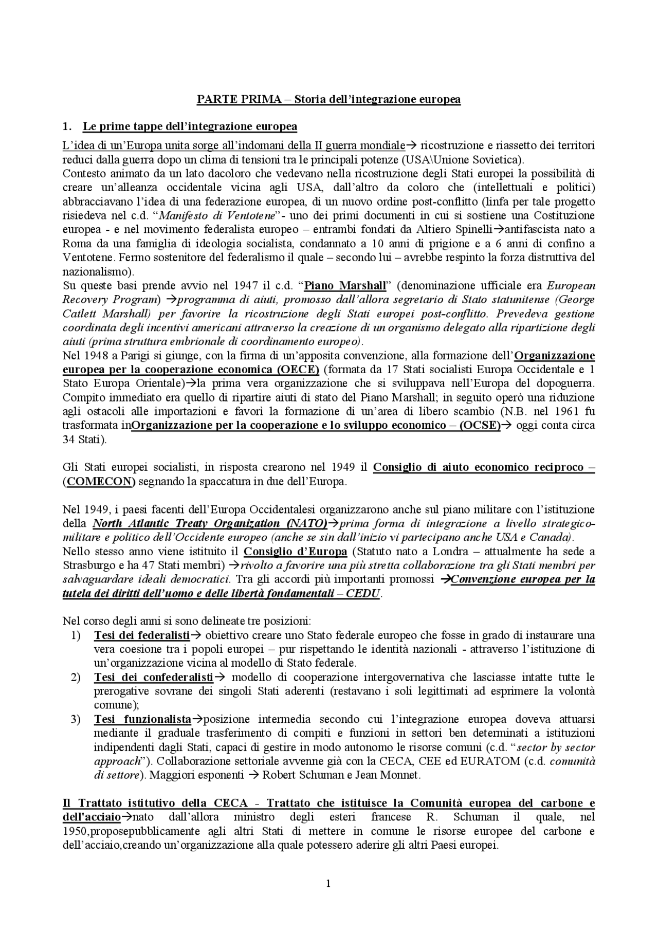 Riassunto Diritto comunitario - Docsity