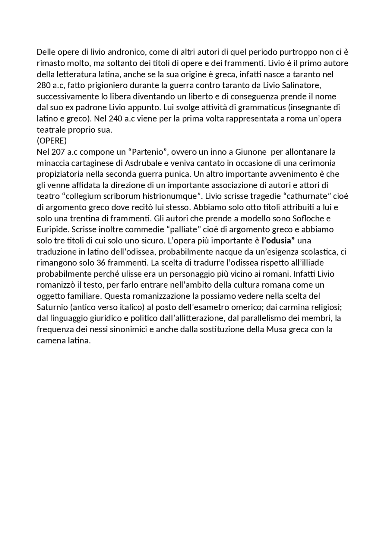 Livio Andronico Vita E Opere Docsity