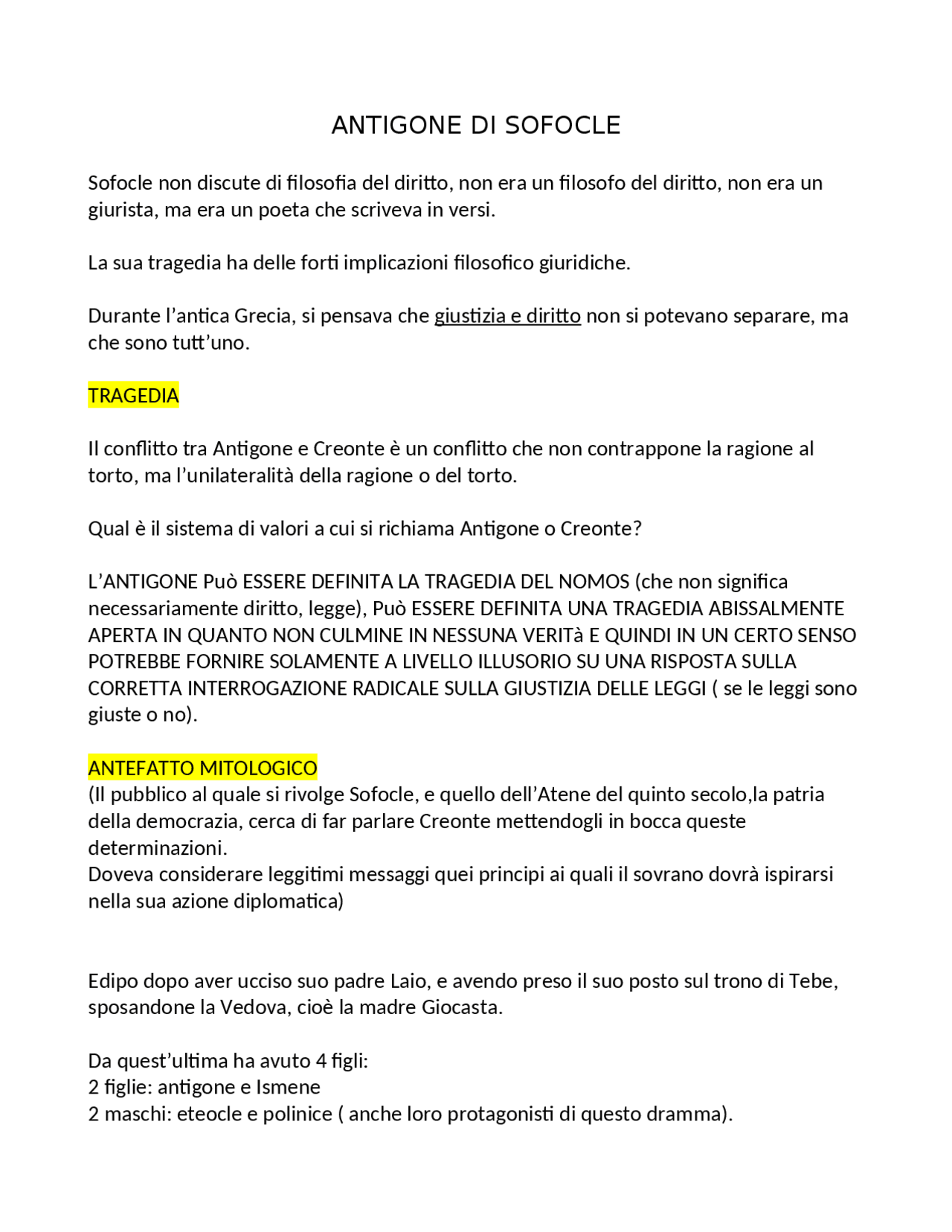 Lantigone Di Sofocle Filosofia Docsity