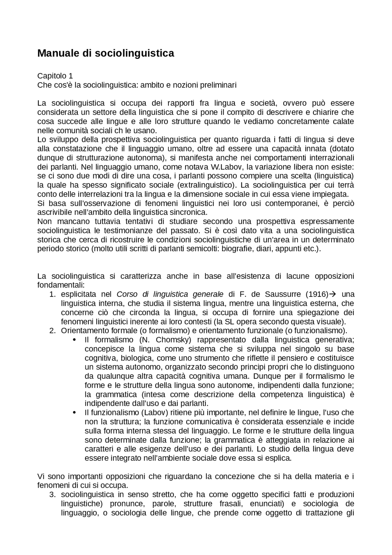 Manuale Di Sociolinguistica Docsity