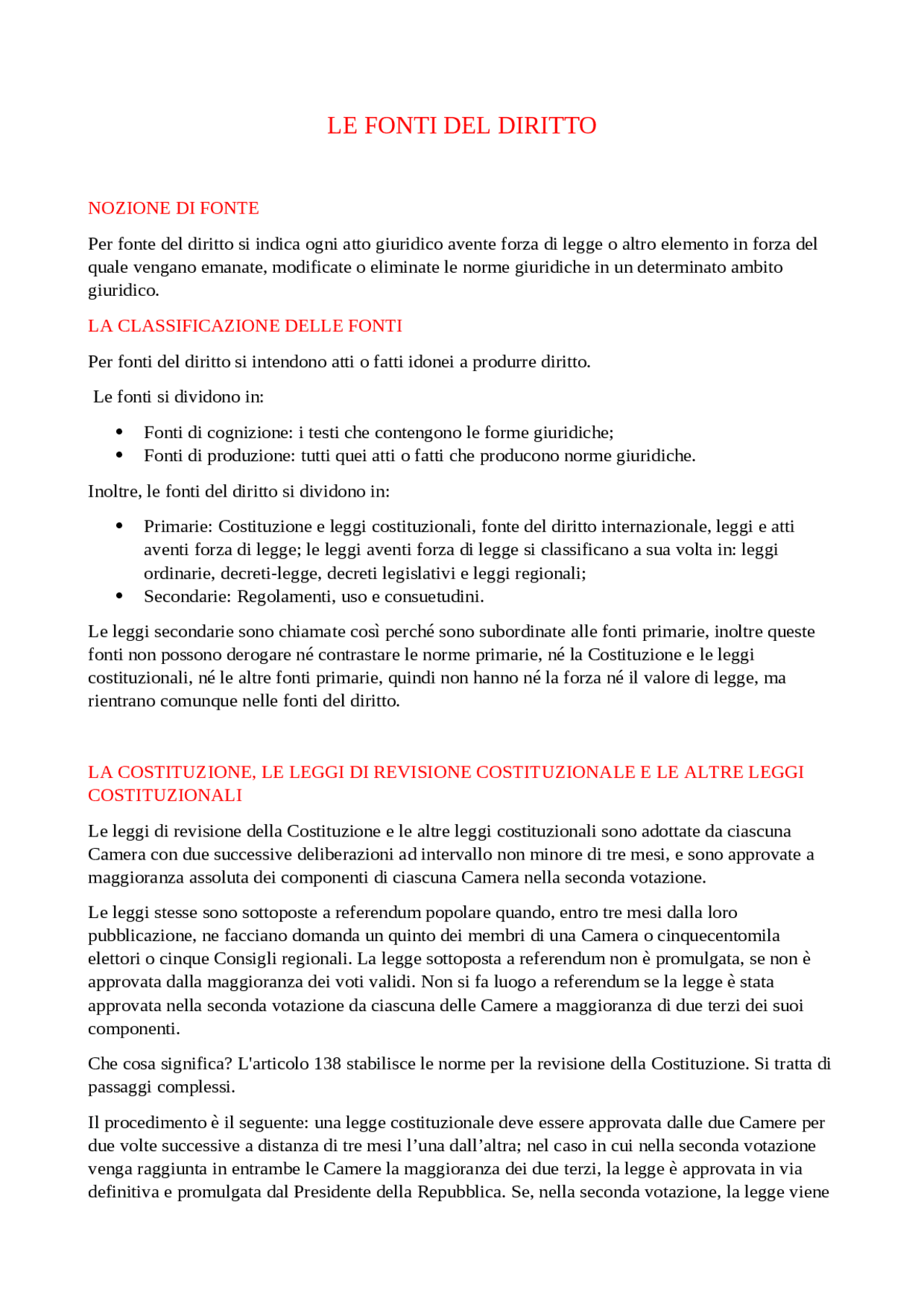 Le Fonti Del Diritto Docsity