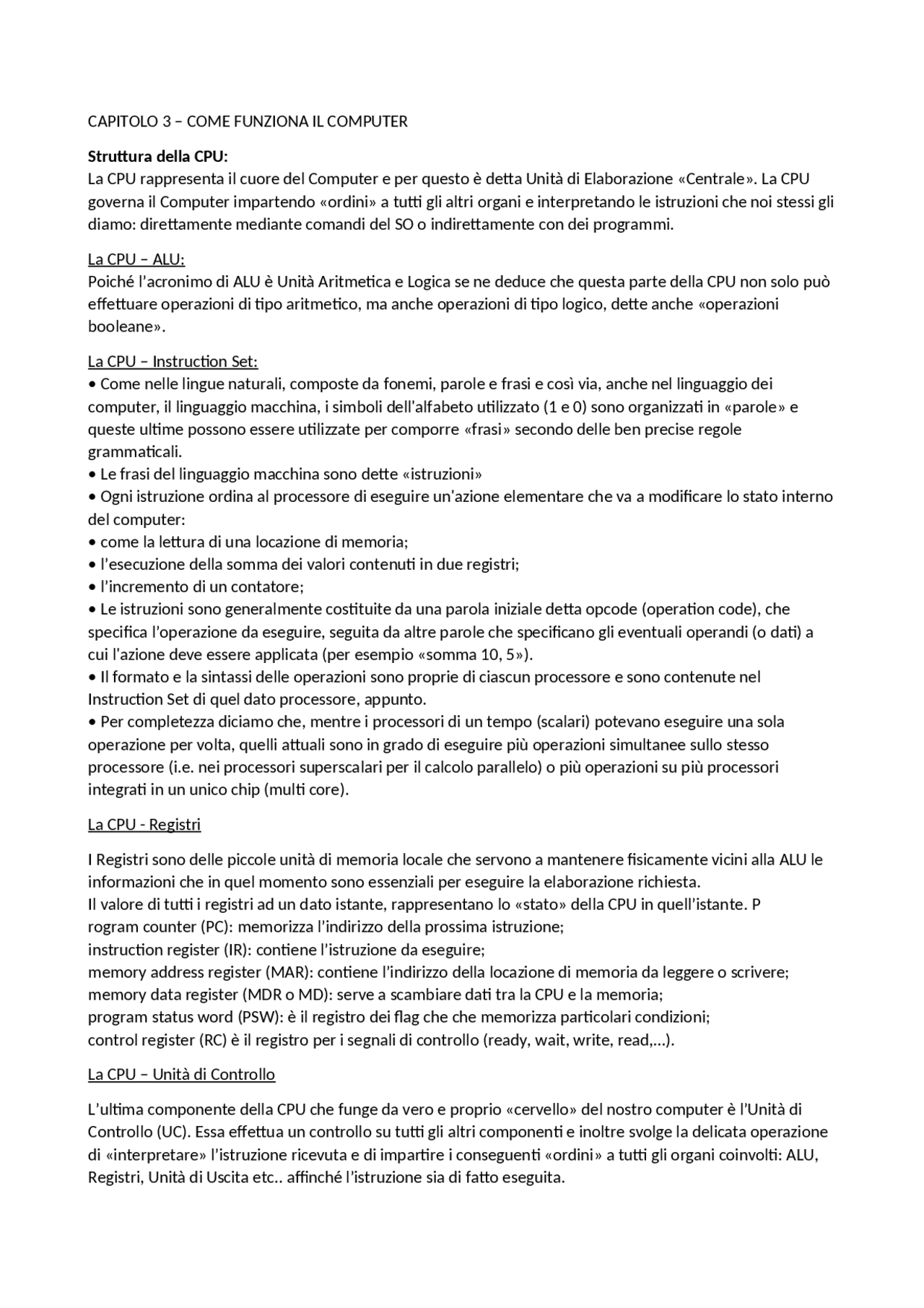 Informatica come funziona un computer da pdf - Docsity