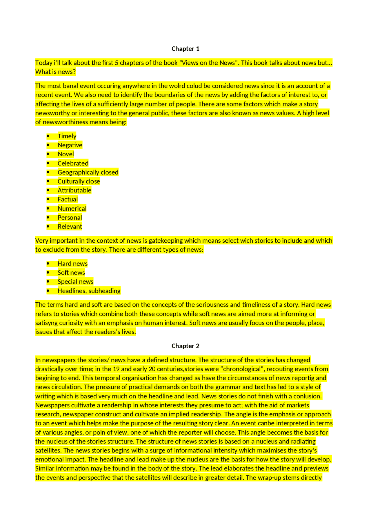 Riassunto Libro Views In The News Docsity