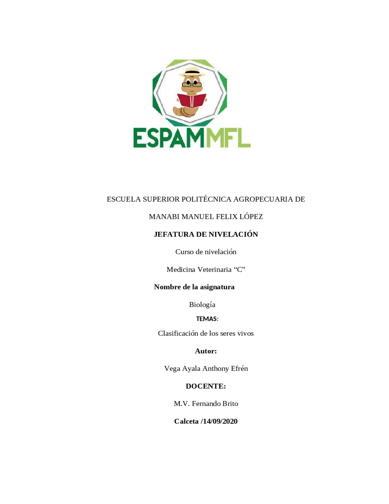 Clasificacion De Los Seres Vivos Docsity