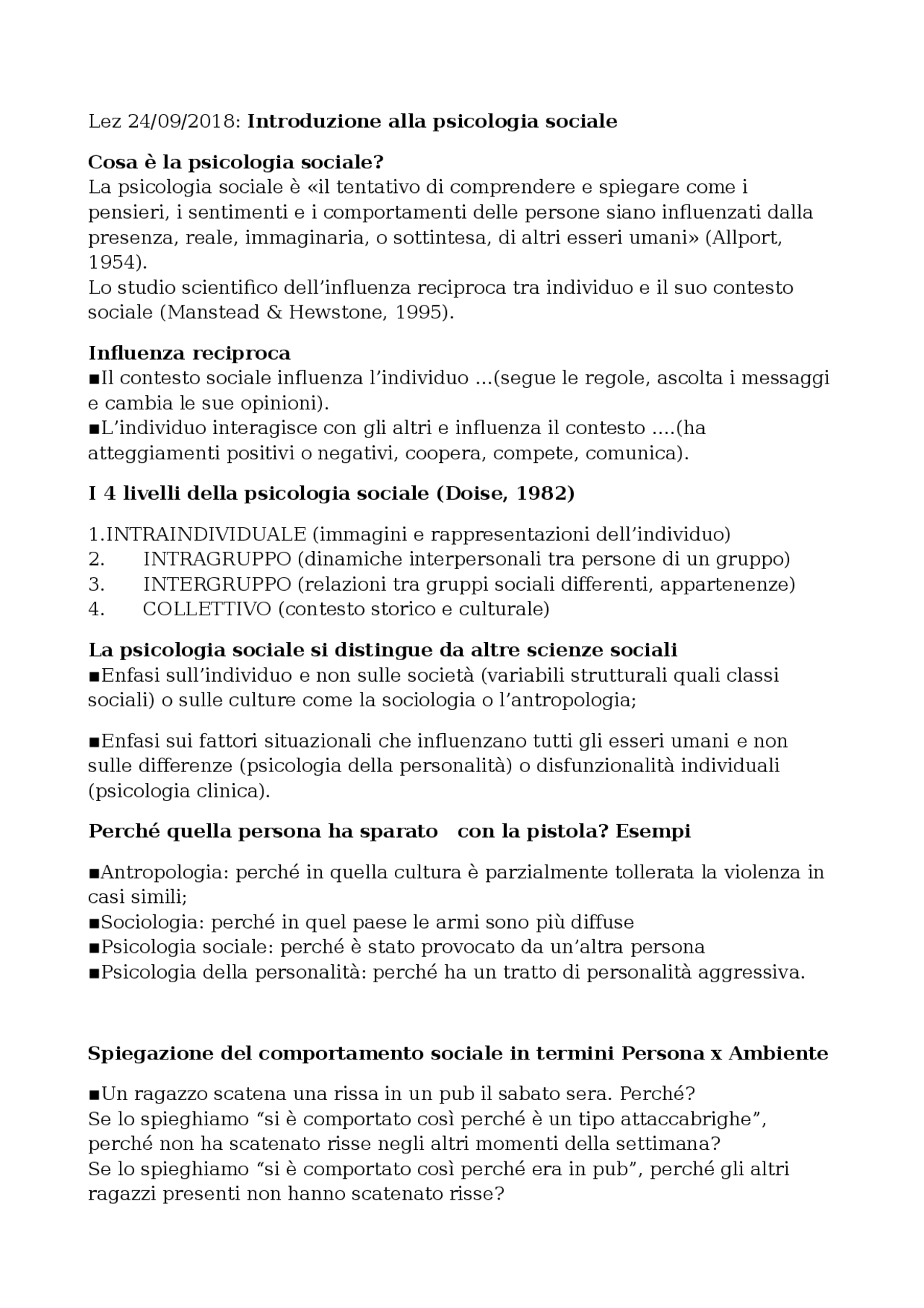 Parte 1 Riassunti Introduzione Alla Psicologia Sociale Docsity