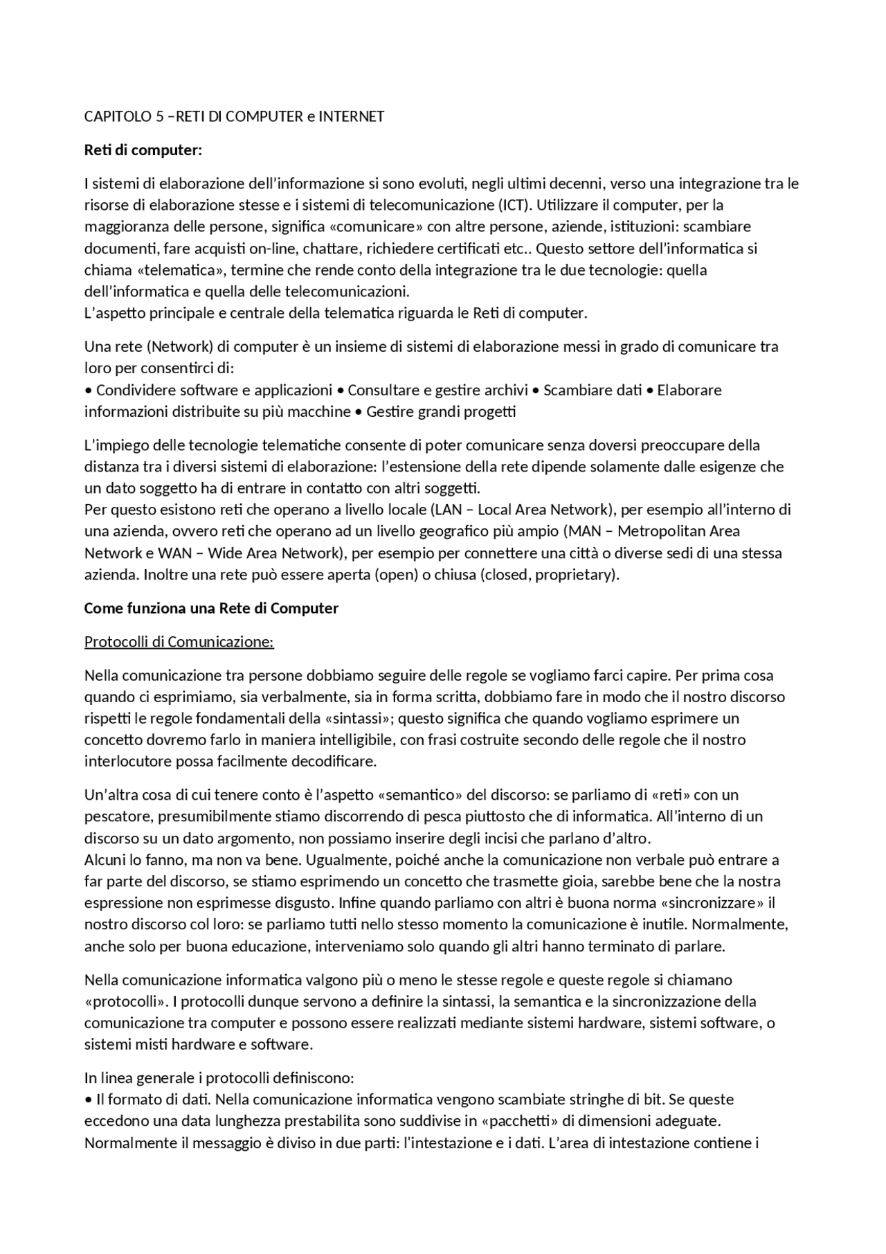 Informatica Reti Di Computer Da Pdf Docsity