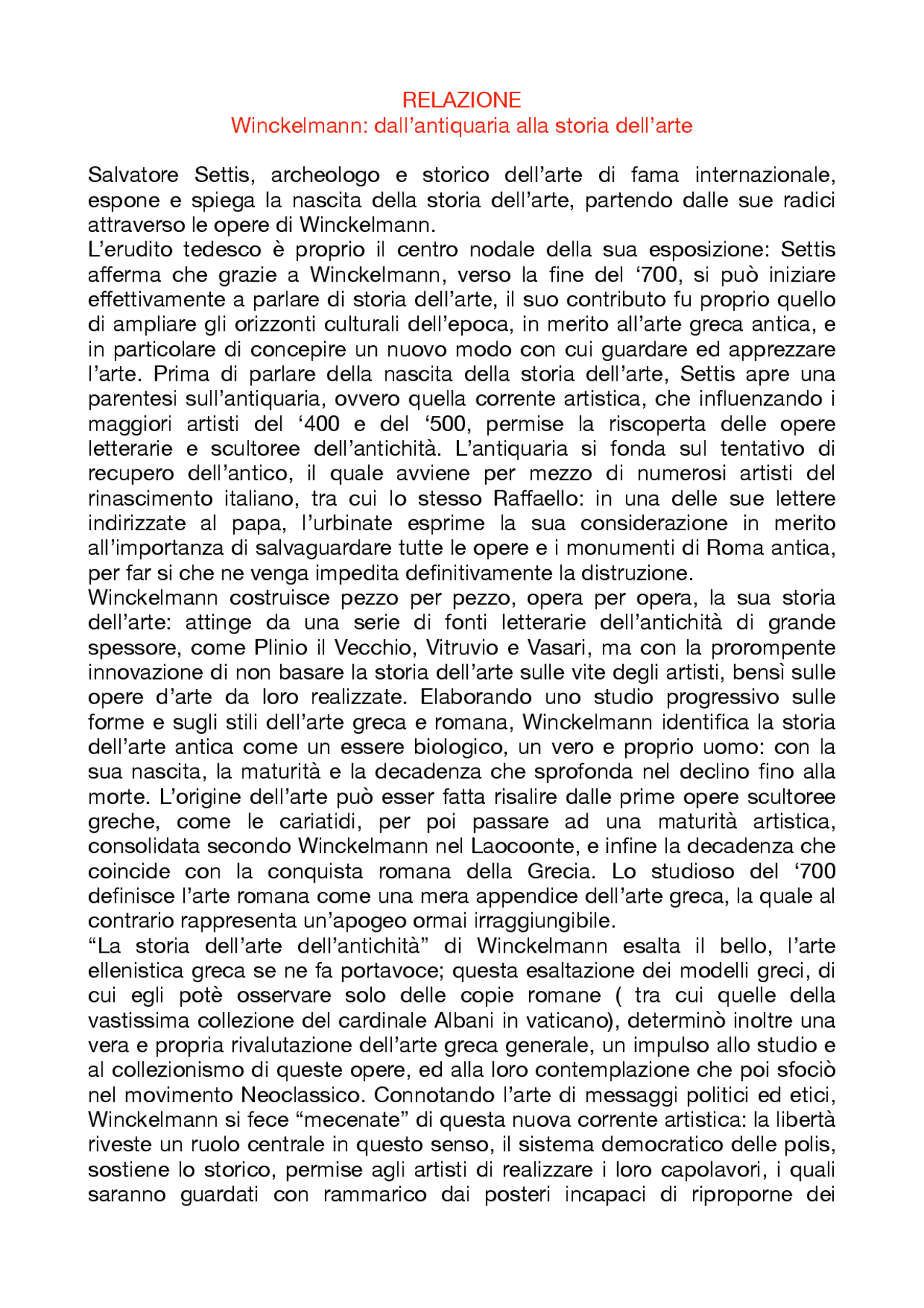 Relazione Sul Neoclassicismo Docsity
