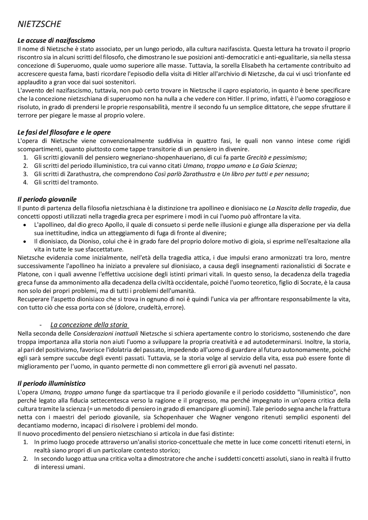 Riassunto Di Nietzsche Docsity