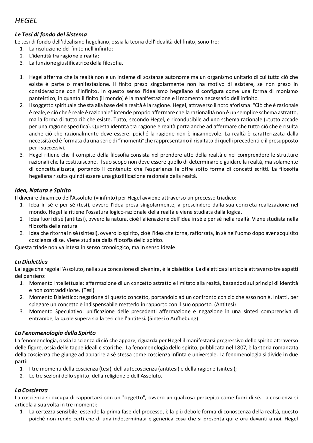 Riassunto Facile Di Hegel Docsity